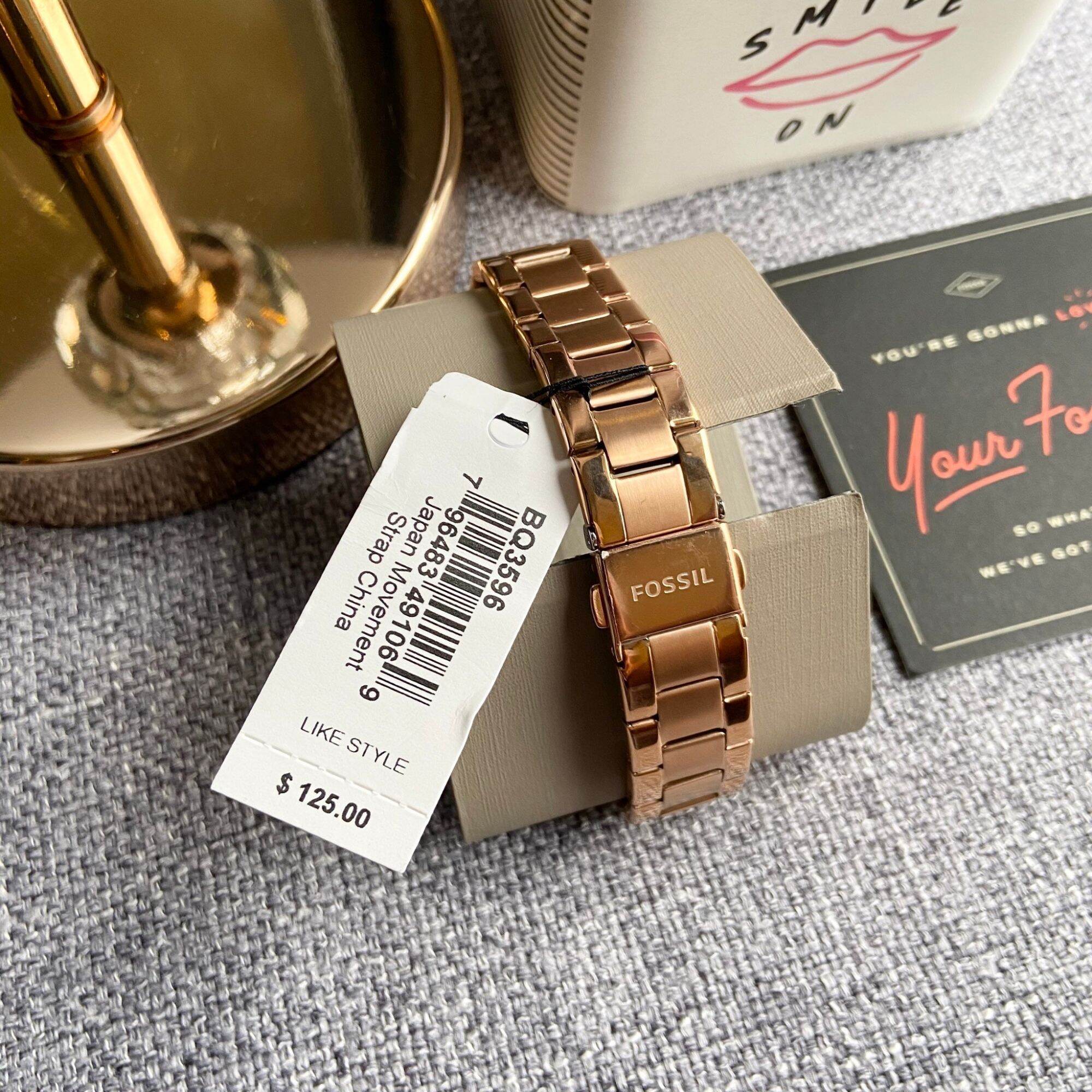 FOSSIL Dayle Three-Hand Date Rose Gold-Tone Stainless Steel Watch ...