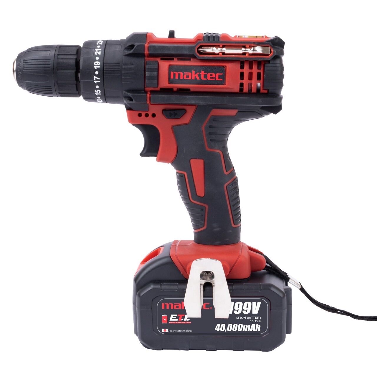 รุ่นใหม่มีที่วัดระดับน้ำในตัว>ชุดกระเป๋าสว่านแบต Maktec 199V 3 ระบบ (10mm.)พร้อมอุปกรณ์พื้นฐาน ...