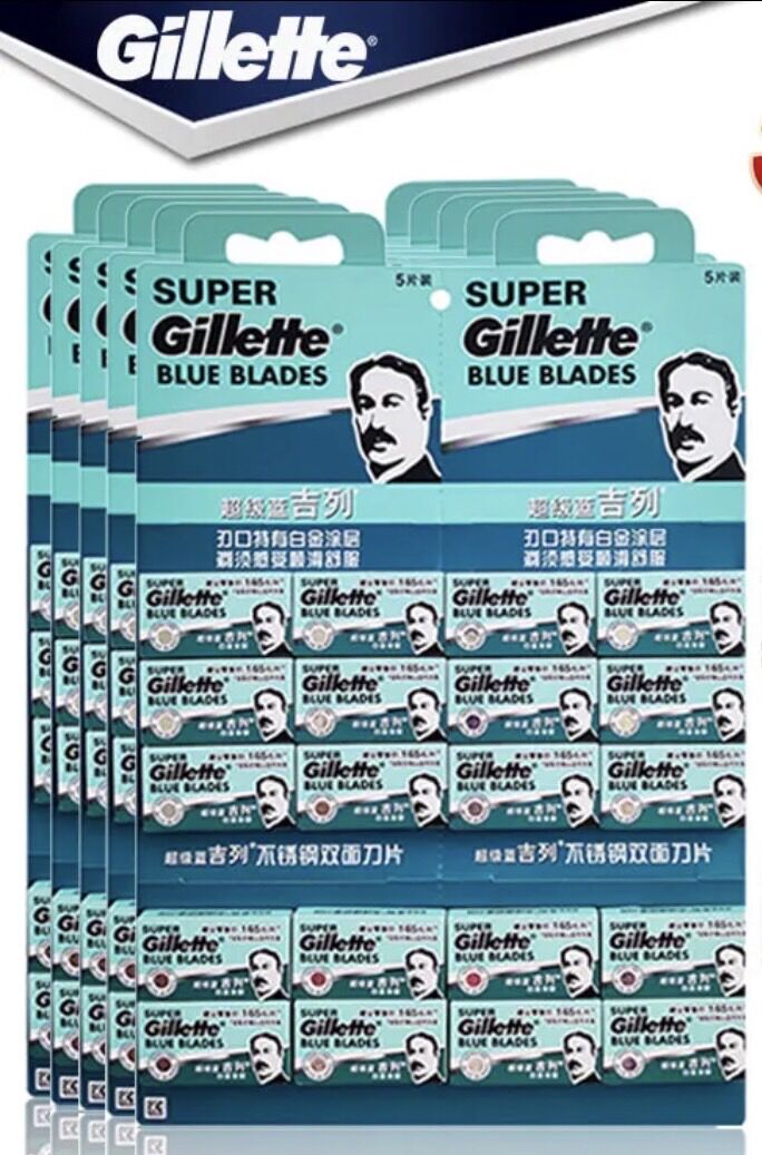 ใบมีดโกน Gillette Super Blue Blades Genuine Premium Grade 15 ใบ ของแท้ ...
