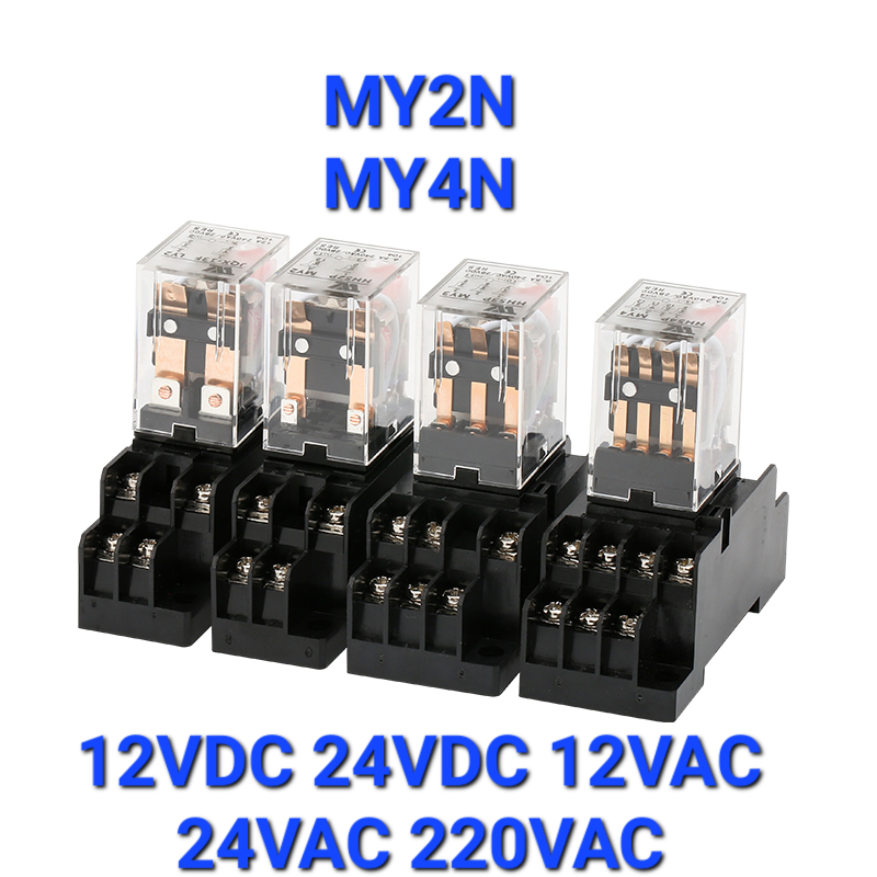 ราคาต่อชุด Relay+Socket MY2N MY4N 12vdc 24vdc 220vac 12vac 24va my2 my4 ...