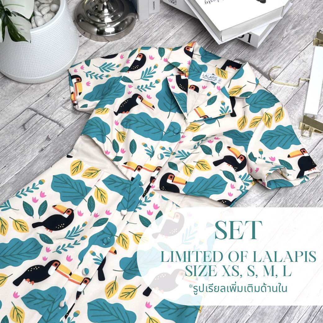 LALAPIS - DRESS เดรสมินิมอลสีเขียวลายนกเหงือก | Lazada.co.th