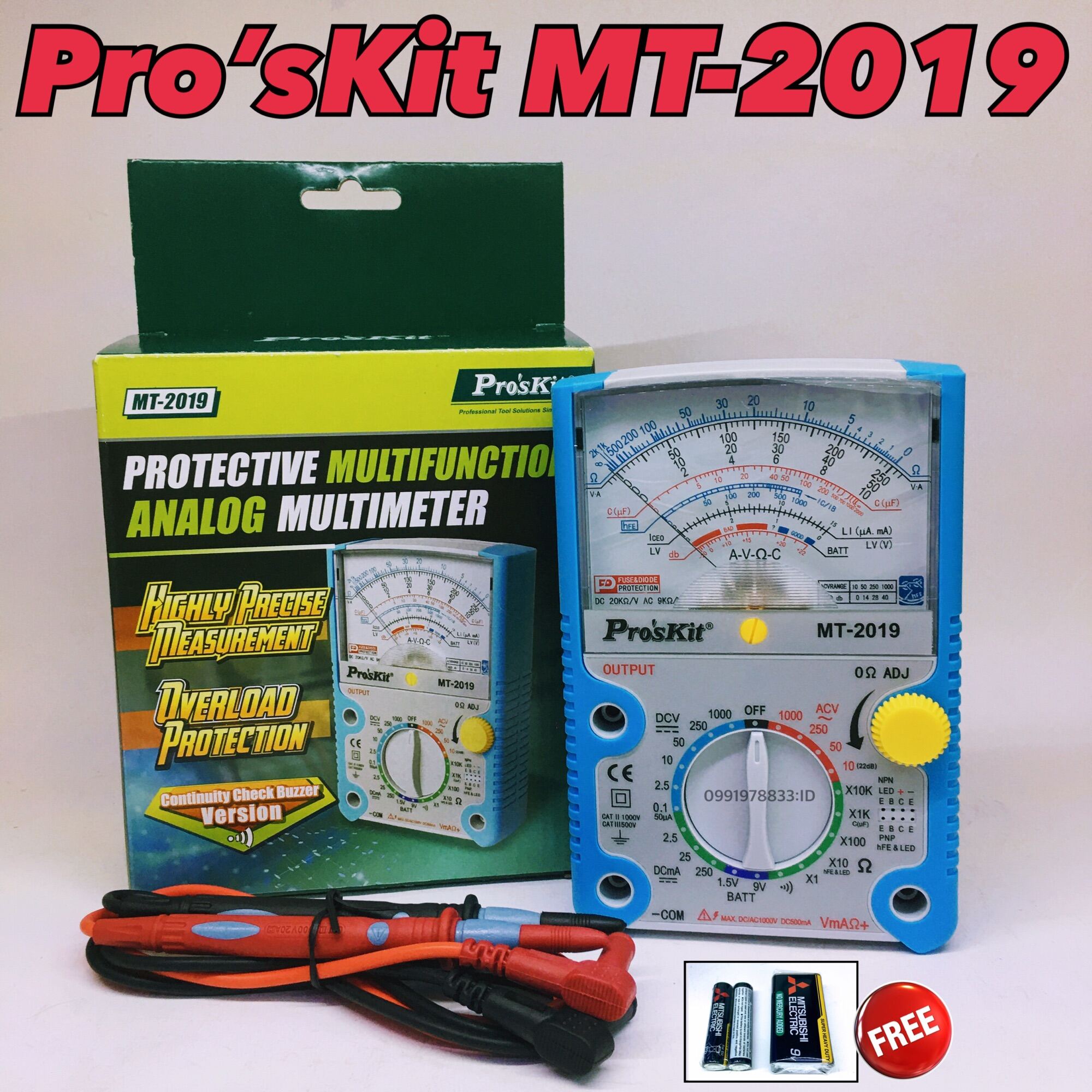 มัลติมิตอรวัดไฟแบบเข็ม Pro's Kit MT-2019 NEW Multimeter แท้ 100% Made ...