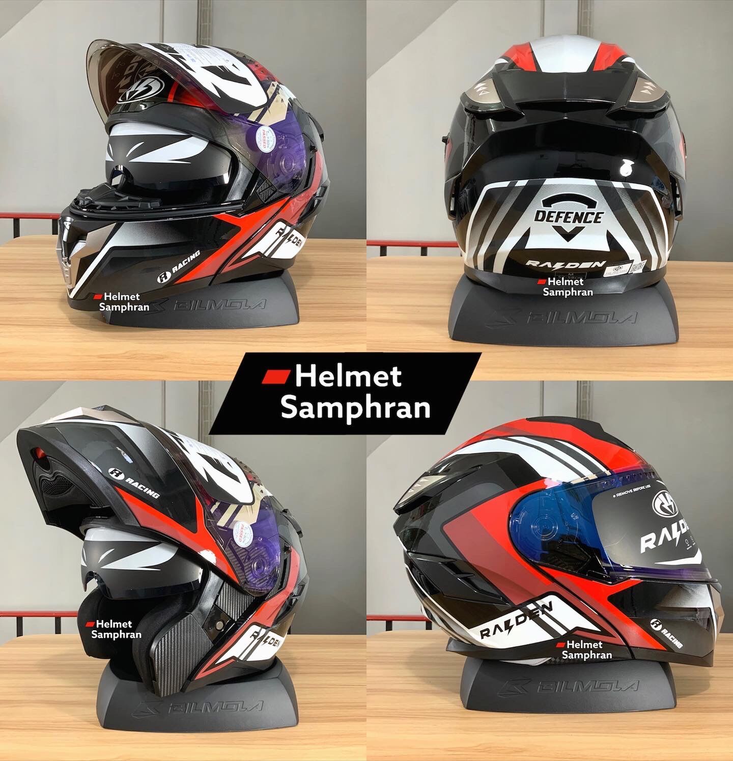 หมวกกันน็อคยกคางได้ แว่น 2 ชั้น RAIDEN รุ่น DEFENCE (Flip-up) | Lazada ...