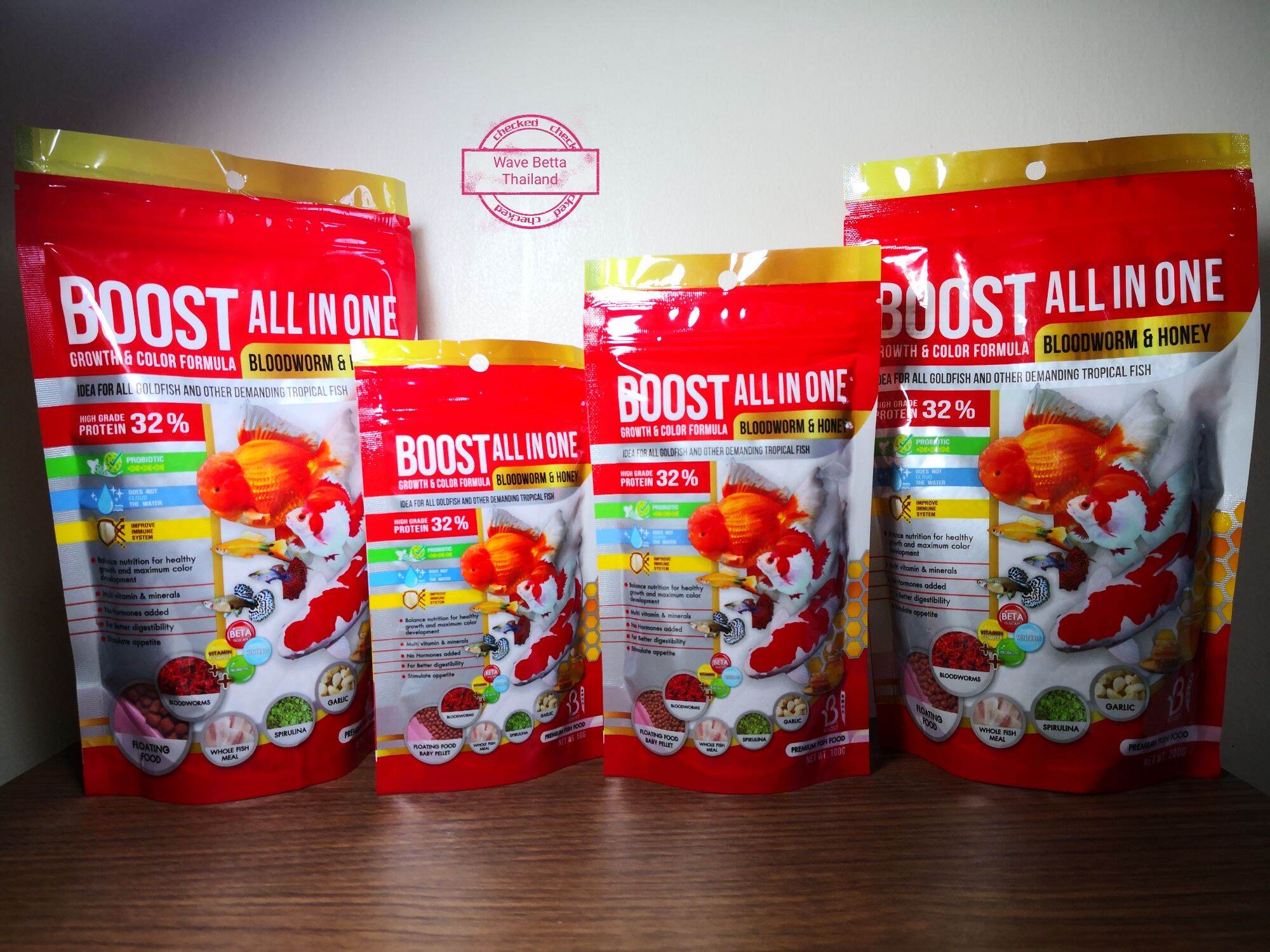 BOOST All in one 50g. 100g. 200g. (อาหารปลาสวยงามสูตรเร่งโต เร่งสี ผสม ...