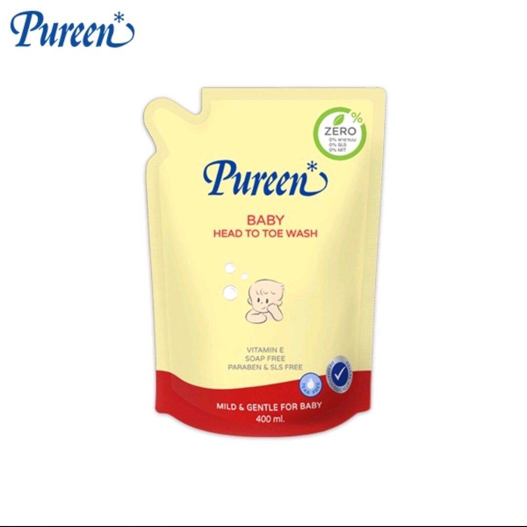 Pureen สบู่เหลว ซื้อ1แถม1 เบบี้เฮดทูโทวอช สำหรับเด็ก ถุงเติม (400ml ...