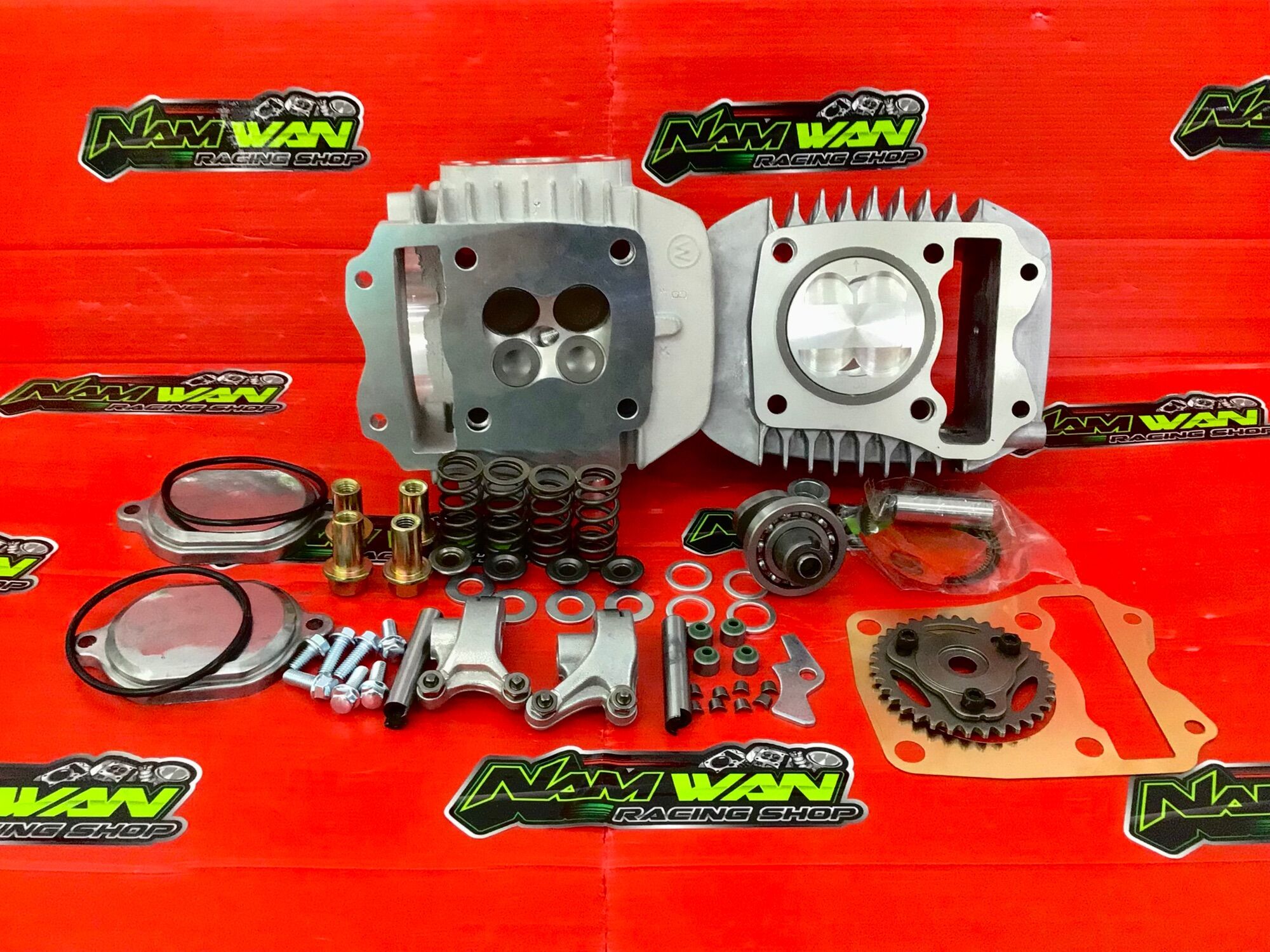 ชุดทากาว Wave-125 4 วาล์ว ลูก 57,58,59,60,64,66 มิล วาล์ 21/18,22/19,24/21 มิล เสื้อ+ลูก+ฝาสูบ ...