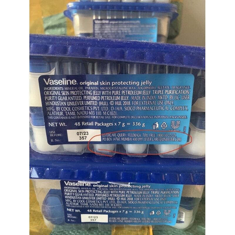 ยกกระบะ 48 ชิ้น วาสลีน ของอินเดีย ไม่ใช่จีน Mini Vaseline 7g วาสลีน ลิป ...