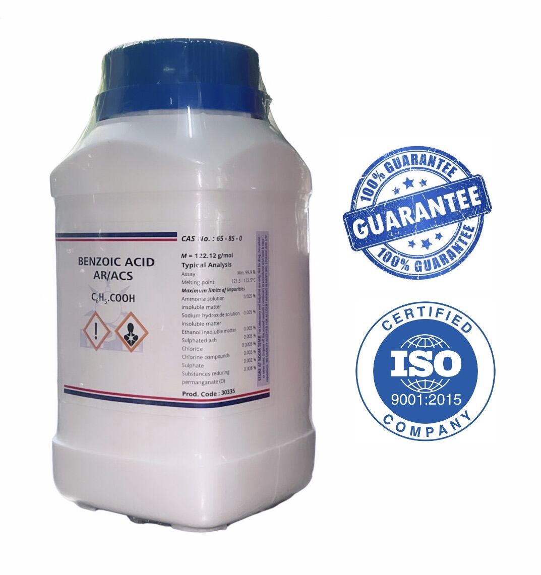 TPC™ BENZOIC ACID POWDER 99.9%, 500 กรัม กรดเบนโซอิก พร้อม COA MSDS iso cert. เคมี laboratorybkk ...