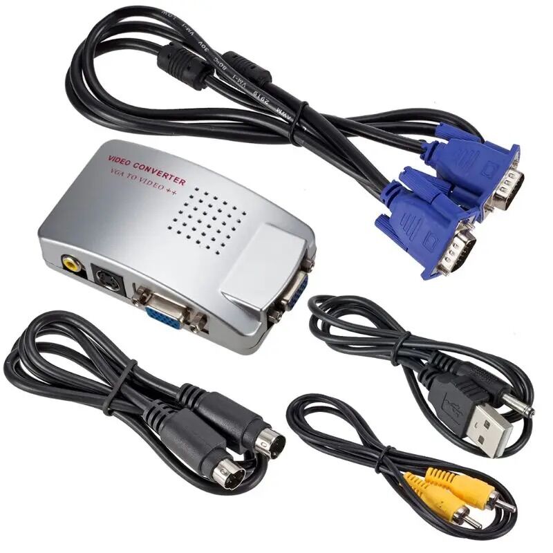 Box AV TO VGA Converter AVเหลือง Svideo to VGA (สีดำ) - Xe shop - ThaiPick