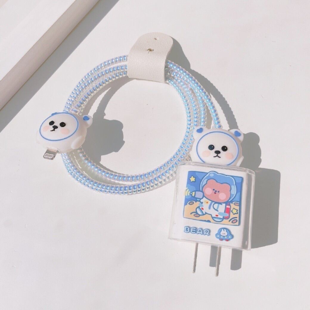 Case Charger Adapter Set 20W เคสหัวชาร์จ ชุดครบเซ็ต พร้อมกันหักหัวกลมและสายเกลียวป้องกันสายชาร์จ ...