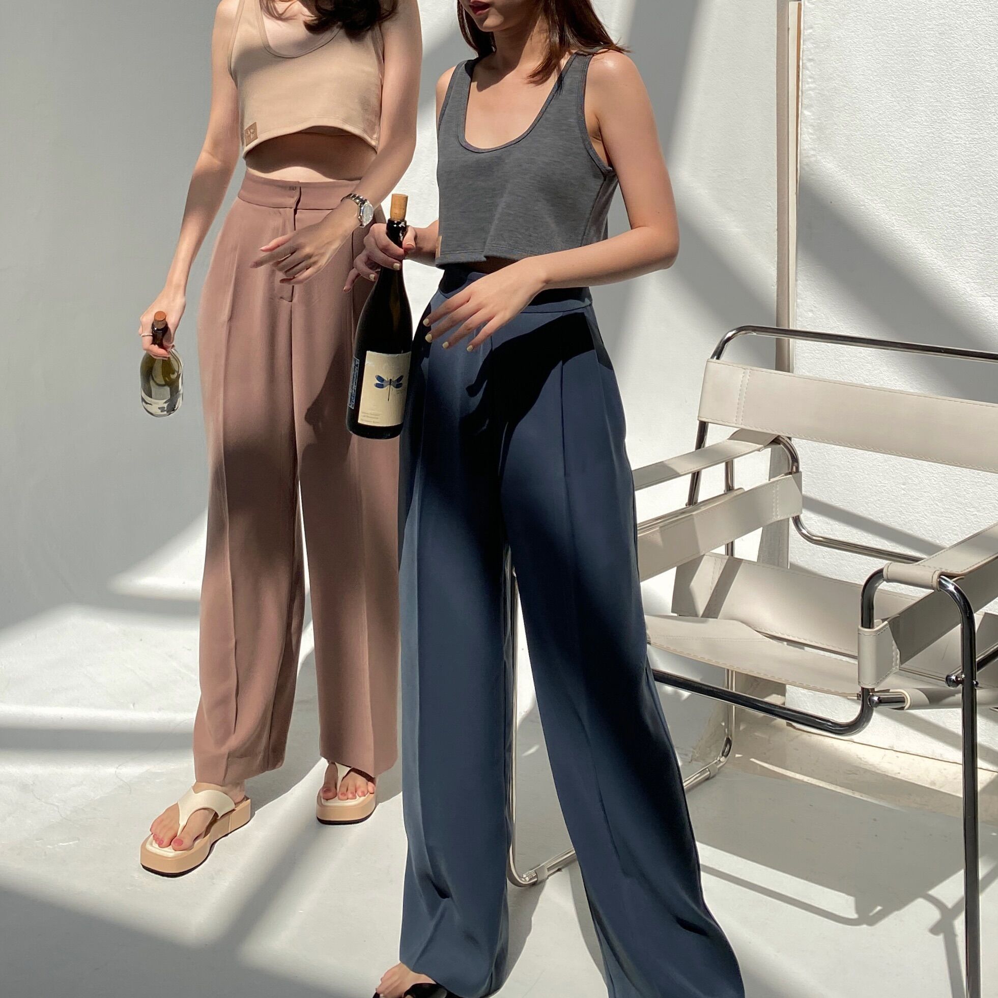 5pm.sun monday brunch pants กางเกงขายาวเอวสูงทรงกระบอกใหญ่ ผ้านิ่มเนื้อ ...