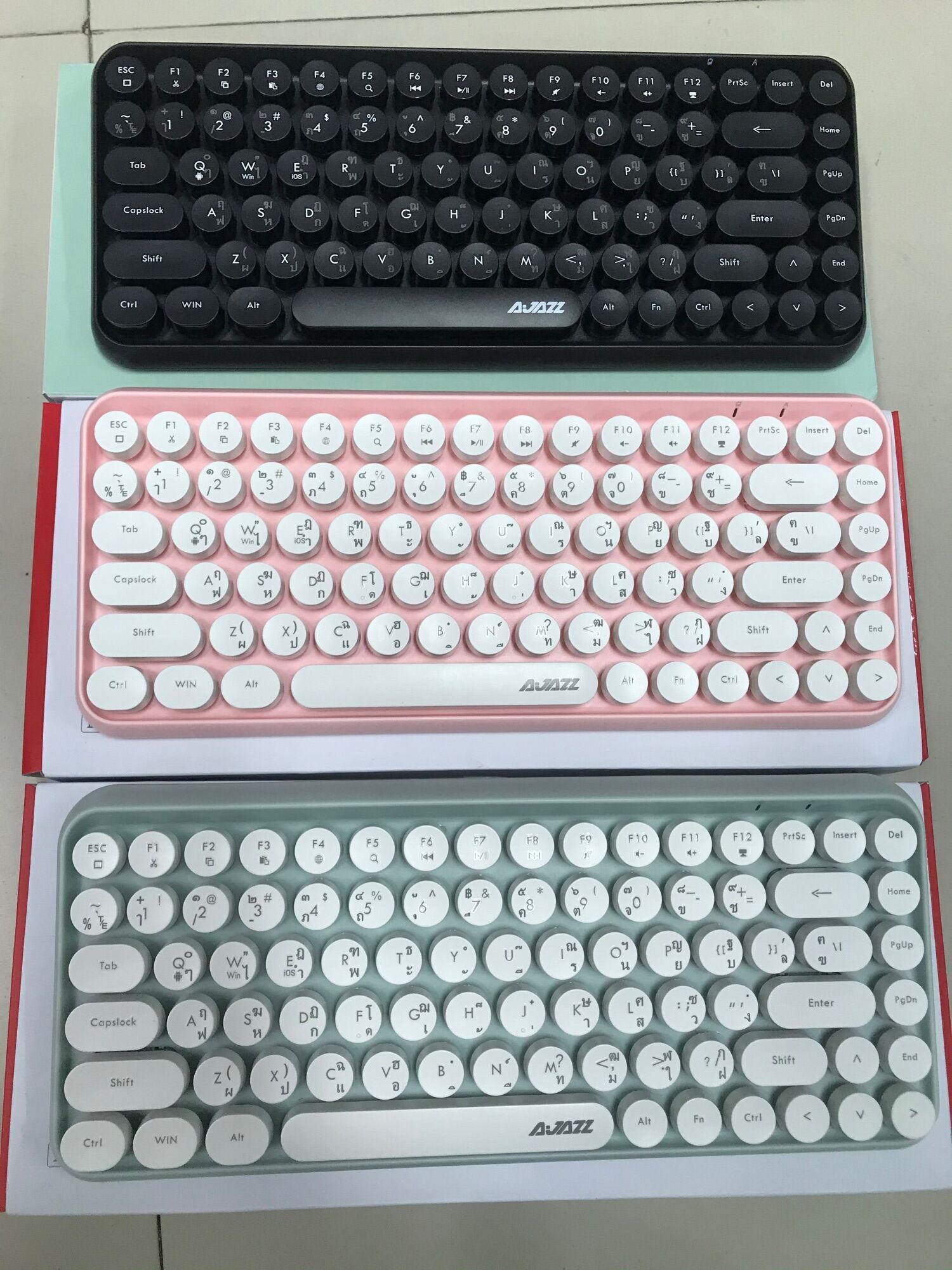 คีย์บอร์ดบลูทูธไร้สาย Ajazz 308i Bluetooth Office PCTablet Keyboard ...