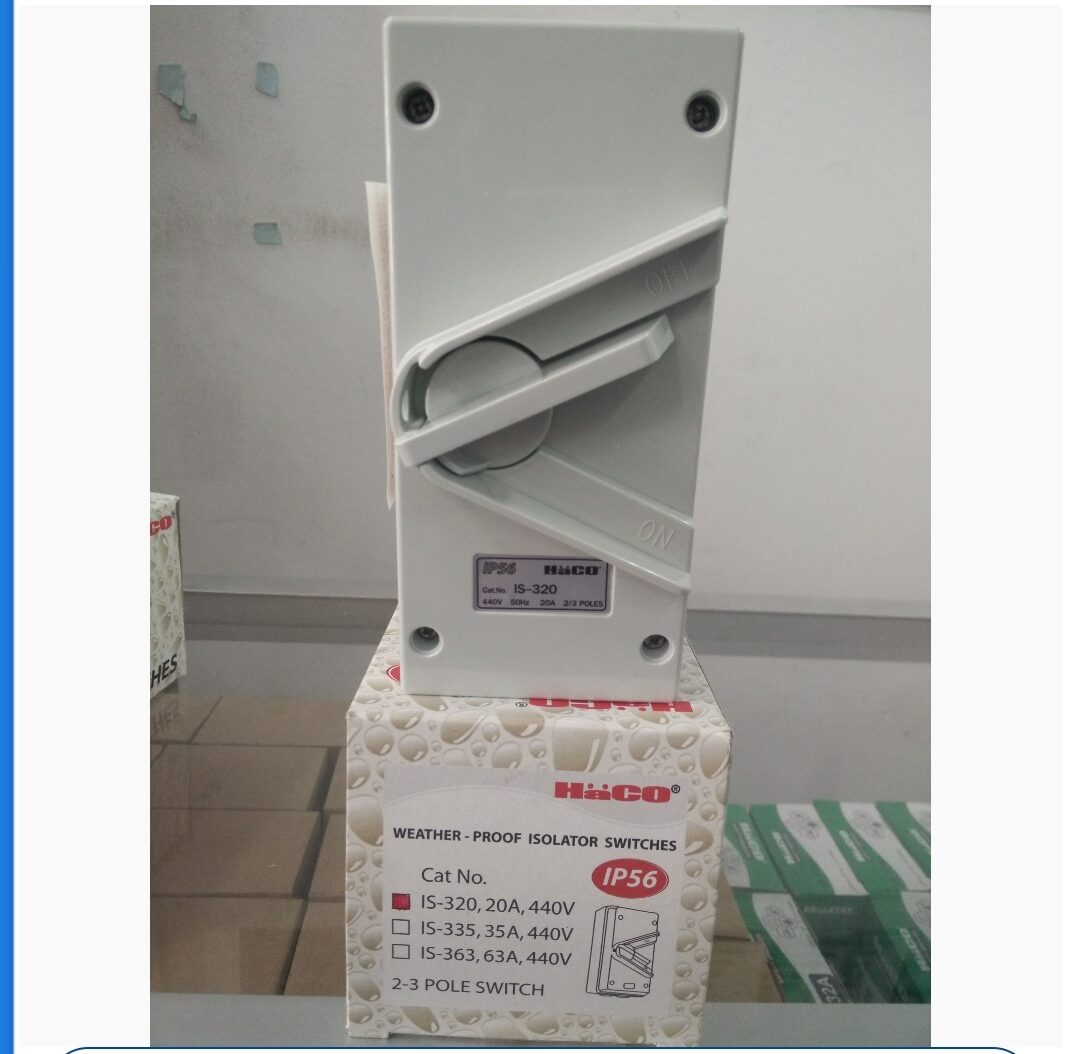 Haco สวิตช์สลับกันน้ำ 20A 250V 2Pole Switch With Pilot Lamp IS-220L,IS-320, 20A 440V 3P 50Hz) IS ...