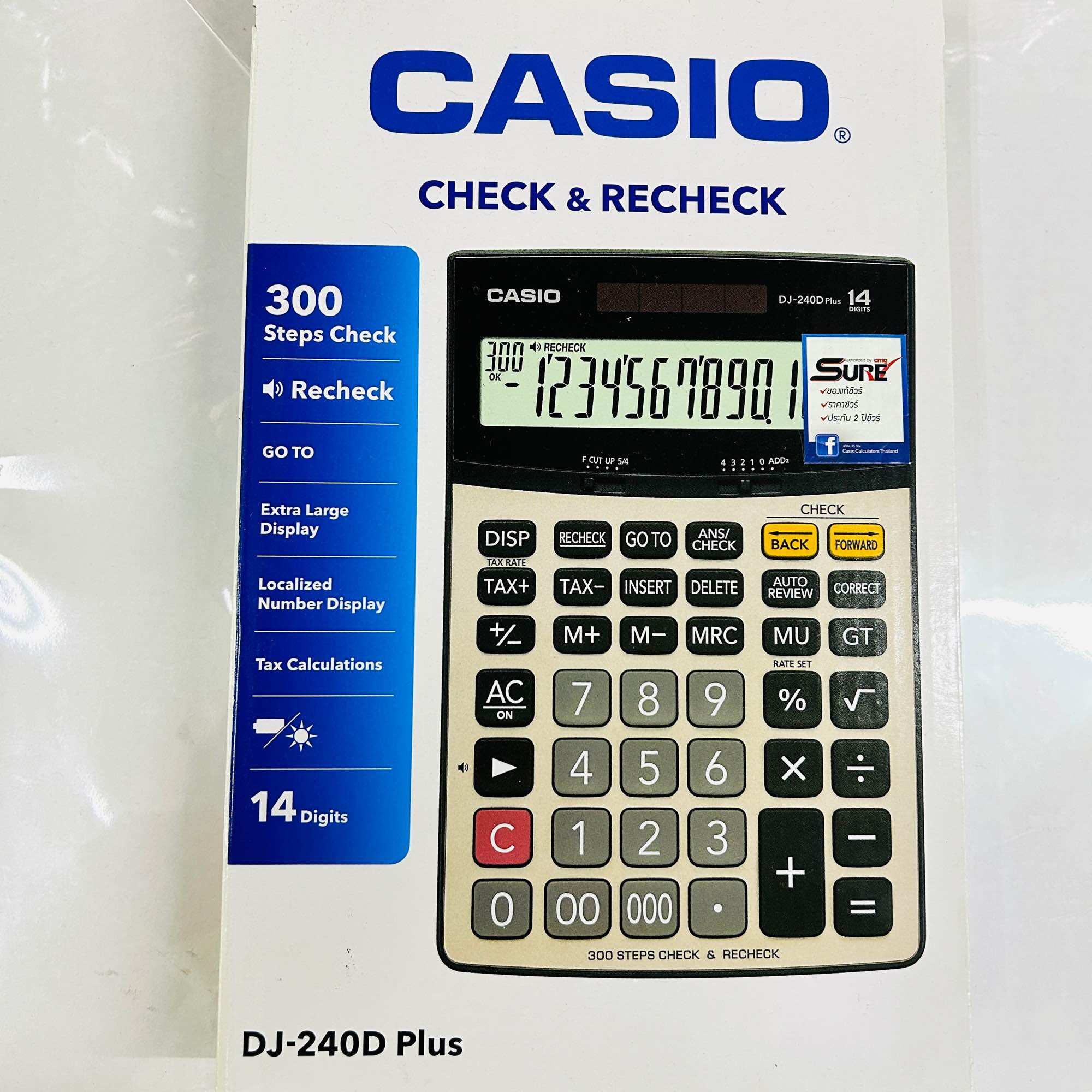 เครื่องคิดเลขคาสิโอ ตั้งโต๊ะ 14 หลัก DJ-240D Plus check & recheck ของ ...
