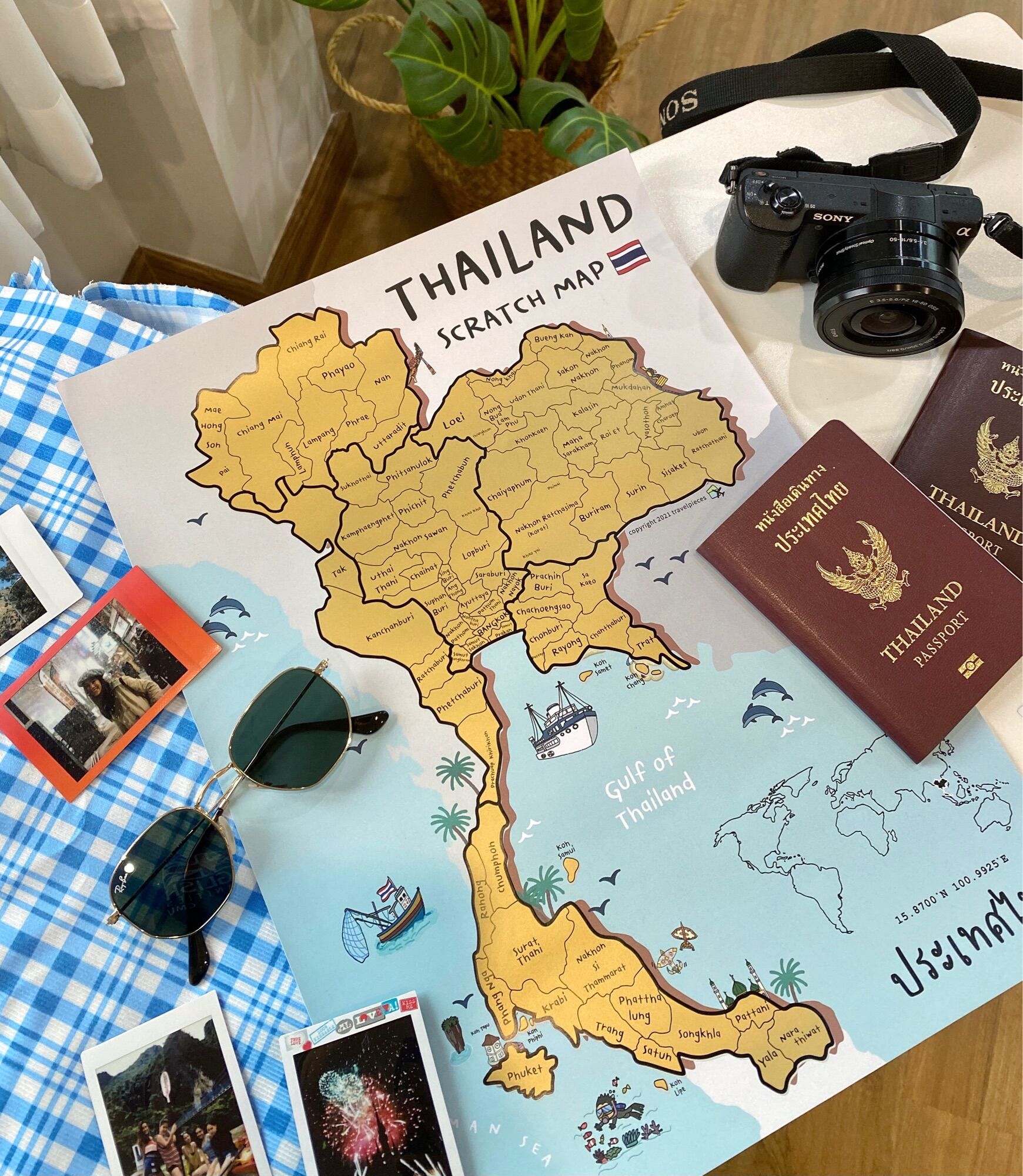 แผนที่ประเทศไทยแบบขูดได้ Thailand Scratch map - Travelpieces - ThaiPick