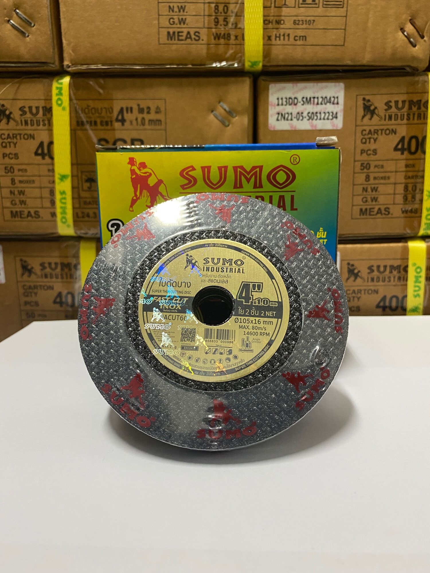 ใบตัดเหล็ก 4นิ้ว sumoบาง 1mm sumo fast cut ตัดเหล็กตัดสเตนเลส กล่องละ ...