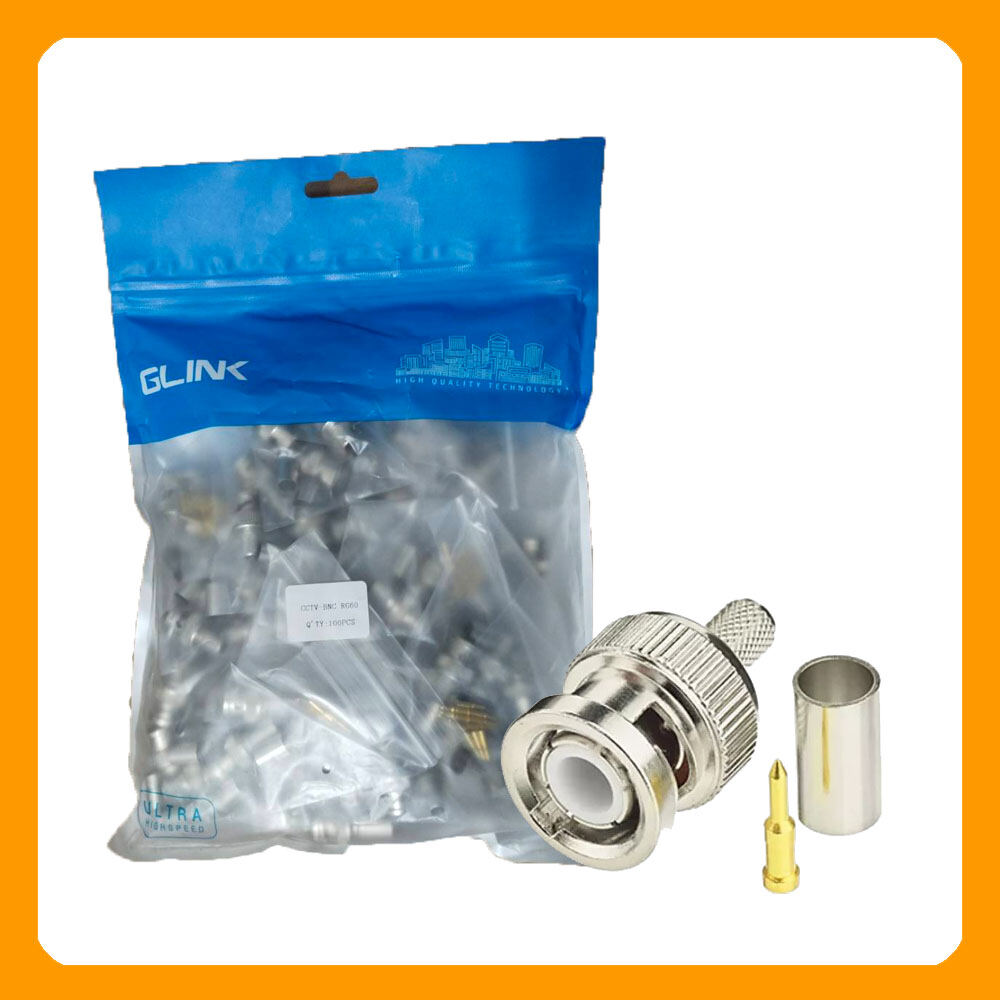 RCMproduct GLINK หัว BNC แบบบีบ แบบย้ำ หัว RG6 แพ็ค 10/pcs , 100/pcs สำหรับ กล้องวงจรปิด BNC 10 ...