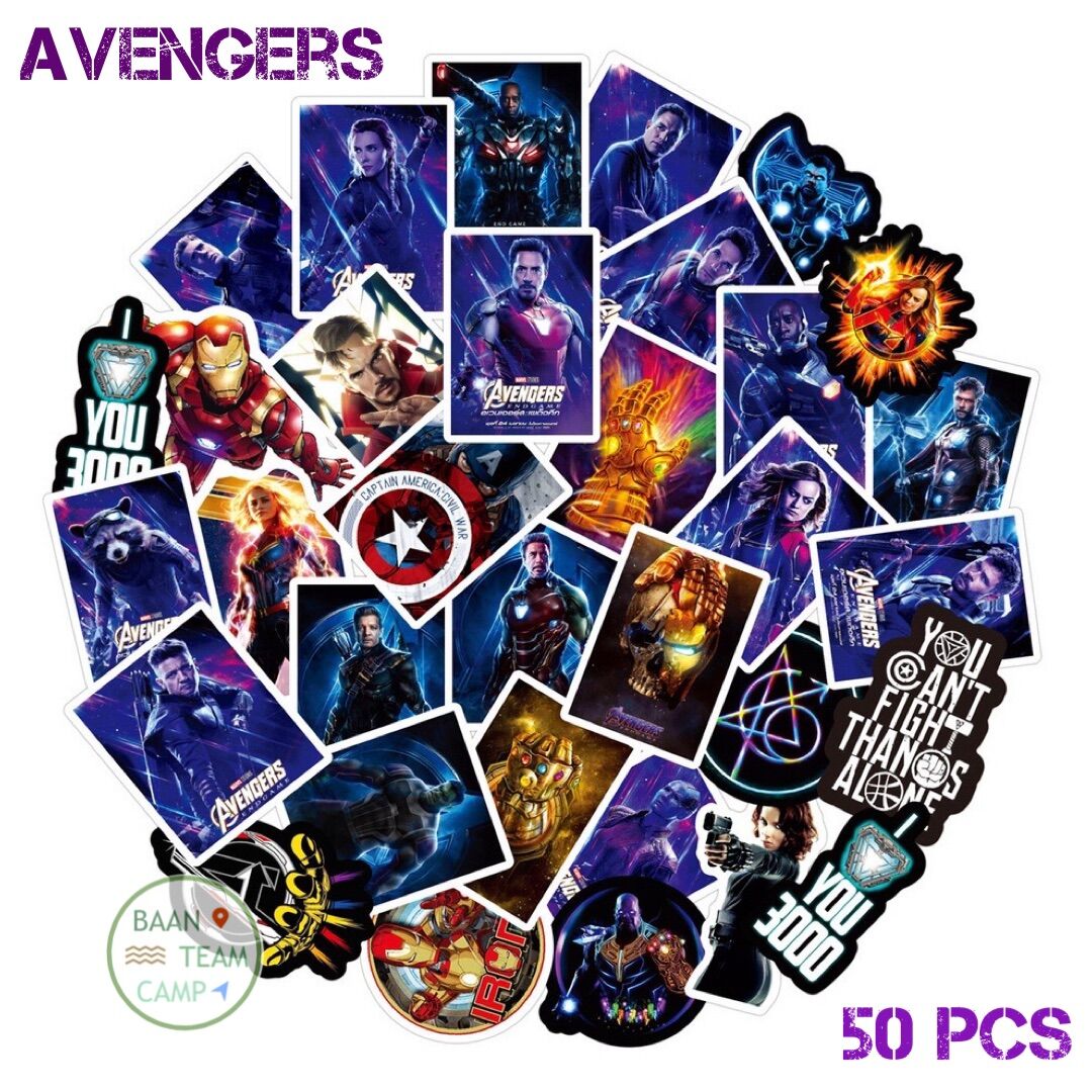 สติ๊กเกอร์ Avengers 226 อเวนเจอร์ส 50ชิ้น Marvel ironman spiderman ไอ ...