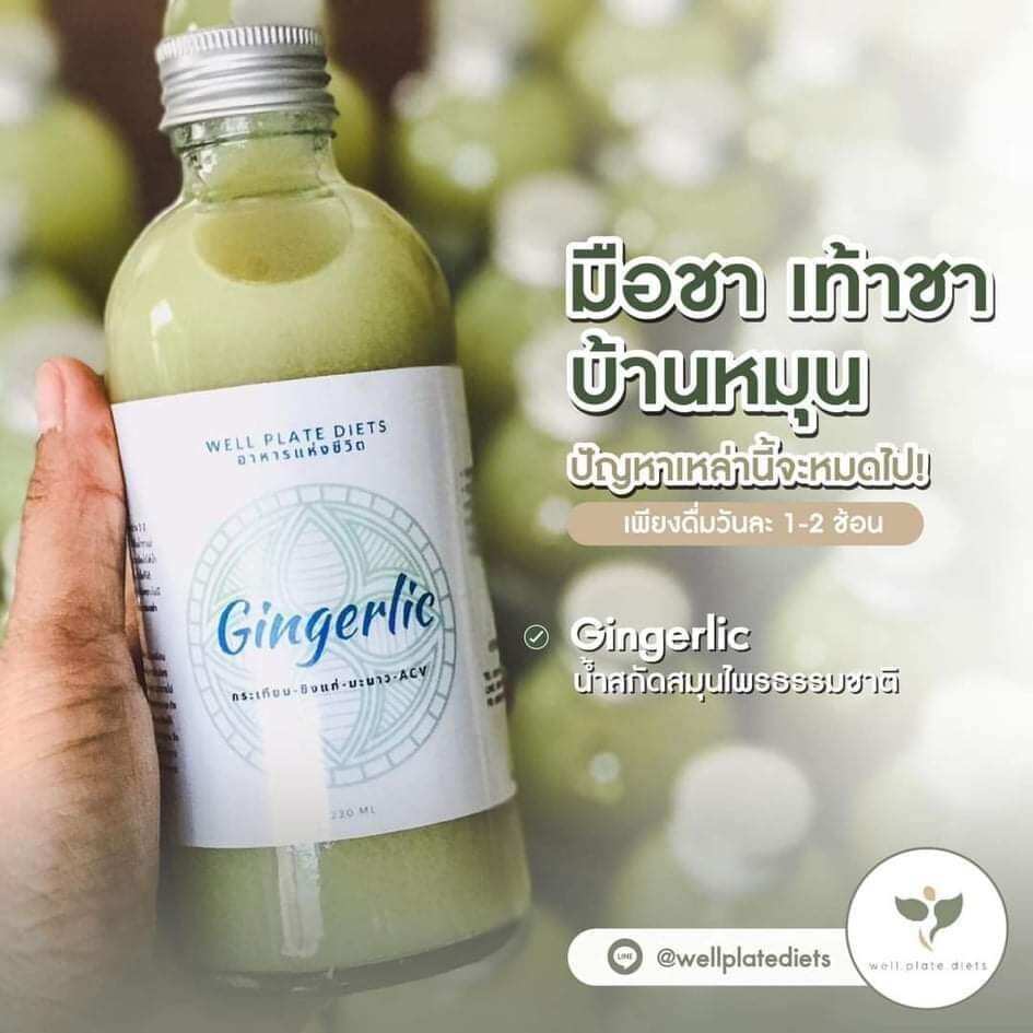 น้ำสกัดกระเทียม+ขิง+มะนาว+น้ำแอปเปิ้ลไซเดอร์ Gingerlic ธรรมชาติ 100%
