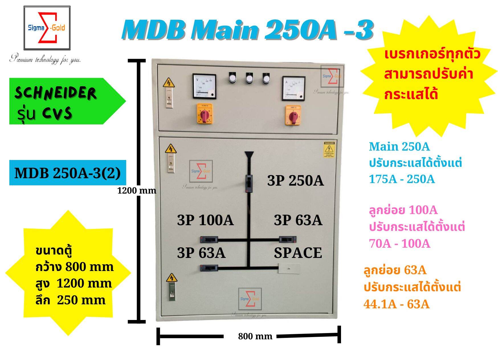 ตู้ MDB 250A Schneider รุ่น CVS ลูกย่อย 3 ตัว | Lazada.co.th