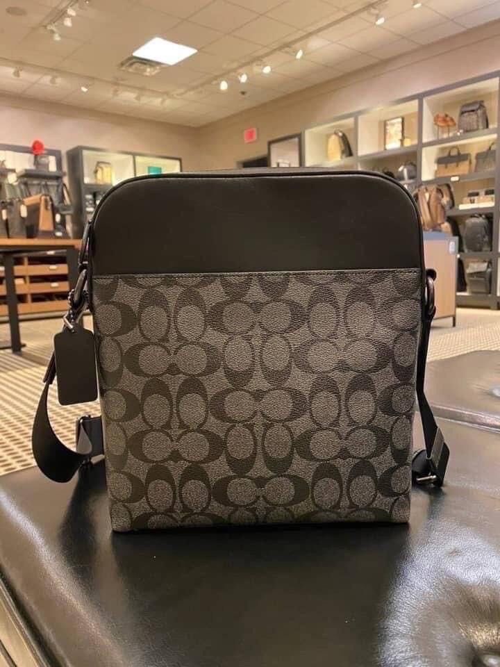 COACH HOUSTON FLIGHT BAG IN SIGNATURE CANVAS (COACH 4010) QB/CHARCOAL ...