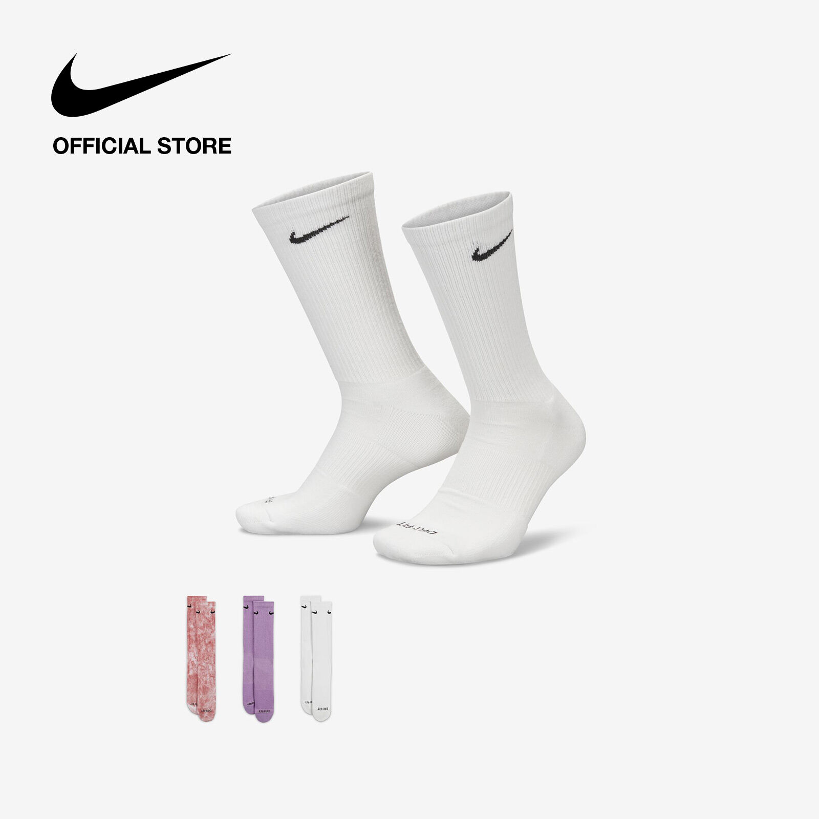 Nike Unisex Everyday Plus Cushioned Crew Socks (3 Pairs) Socks - White ...