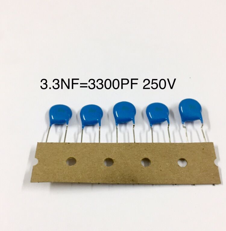 10ชิ้น 332M (0.0033UF) 250V 3.3NF=3300PF (M=+-5%) ขาห่าง8mm. Capacitor ...