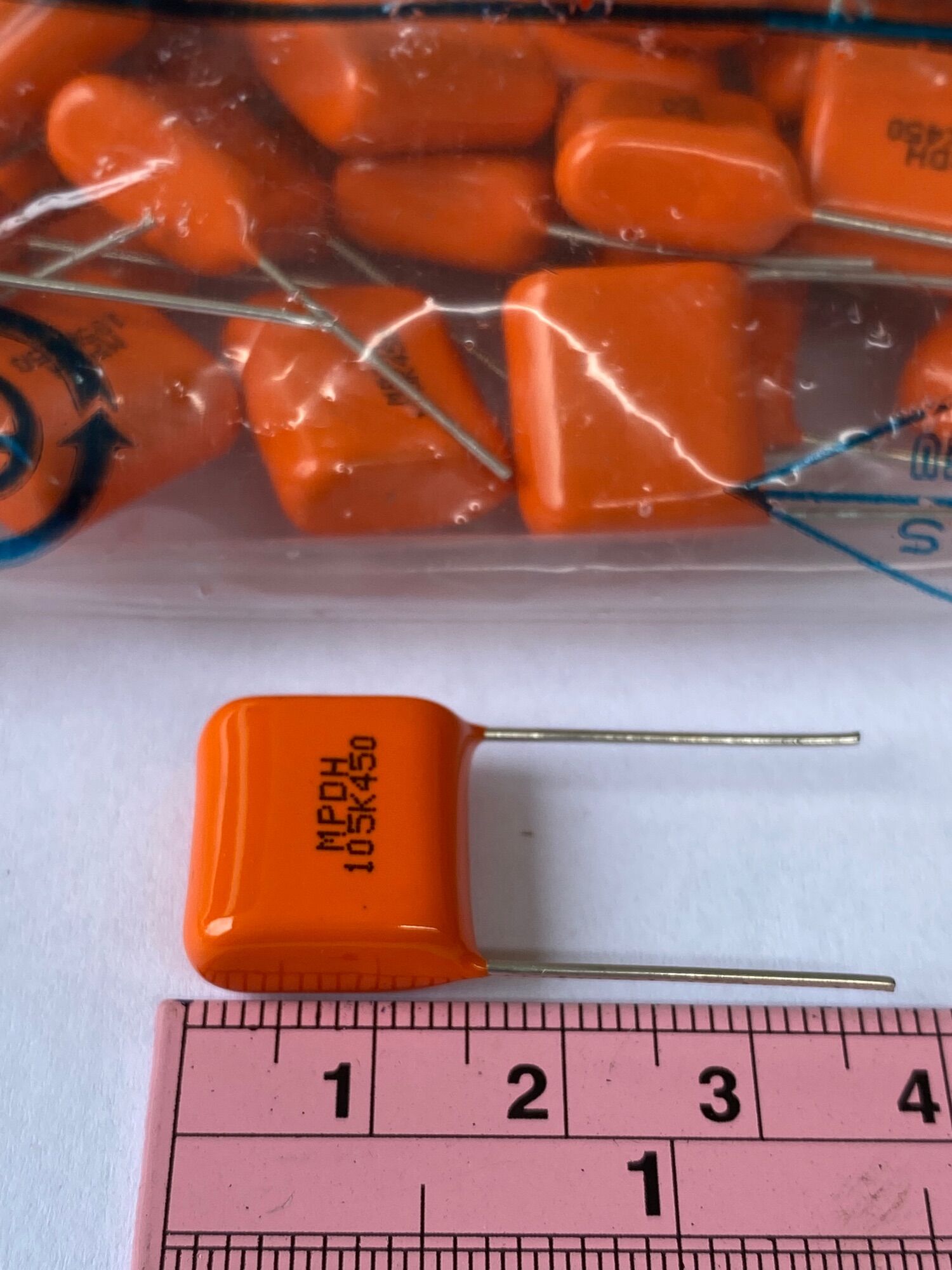 1UF 450V 105PF 1000NFไมล่าญี่ปุ่น สีส้ม (แพ็ค10ตัว) ขาห่าง 15มิล แท้ ...