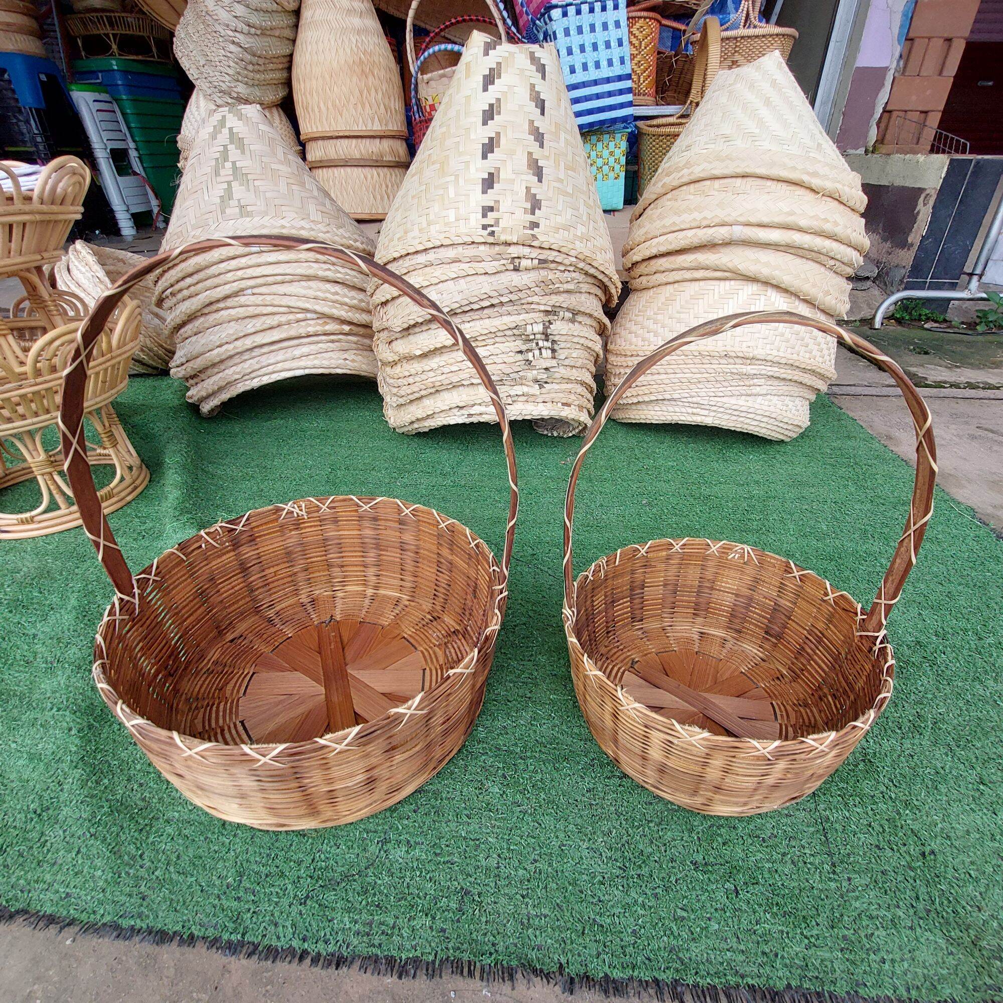 ตระกร้า กระเช้า พาน กระเช้าใส่ของ พานมีหู งานไม้100% ไม่เคลือบสีขนาด10นิ้ว | Lazada.co.th