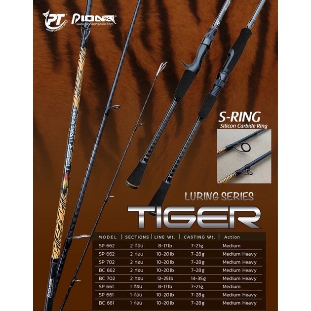 คนเบ็ดตกปลา คันตีเหยื่อปลอม คันROD TIGER LURING SERIES Pioneerคัน ...
