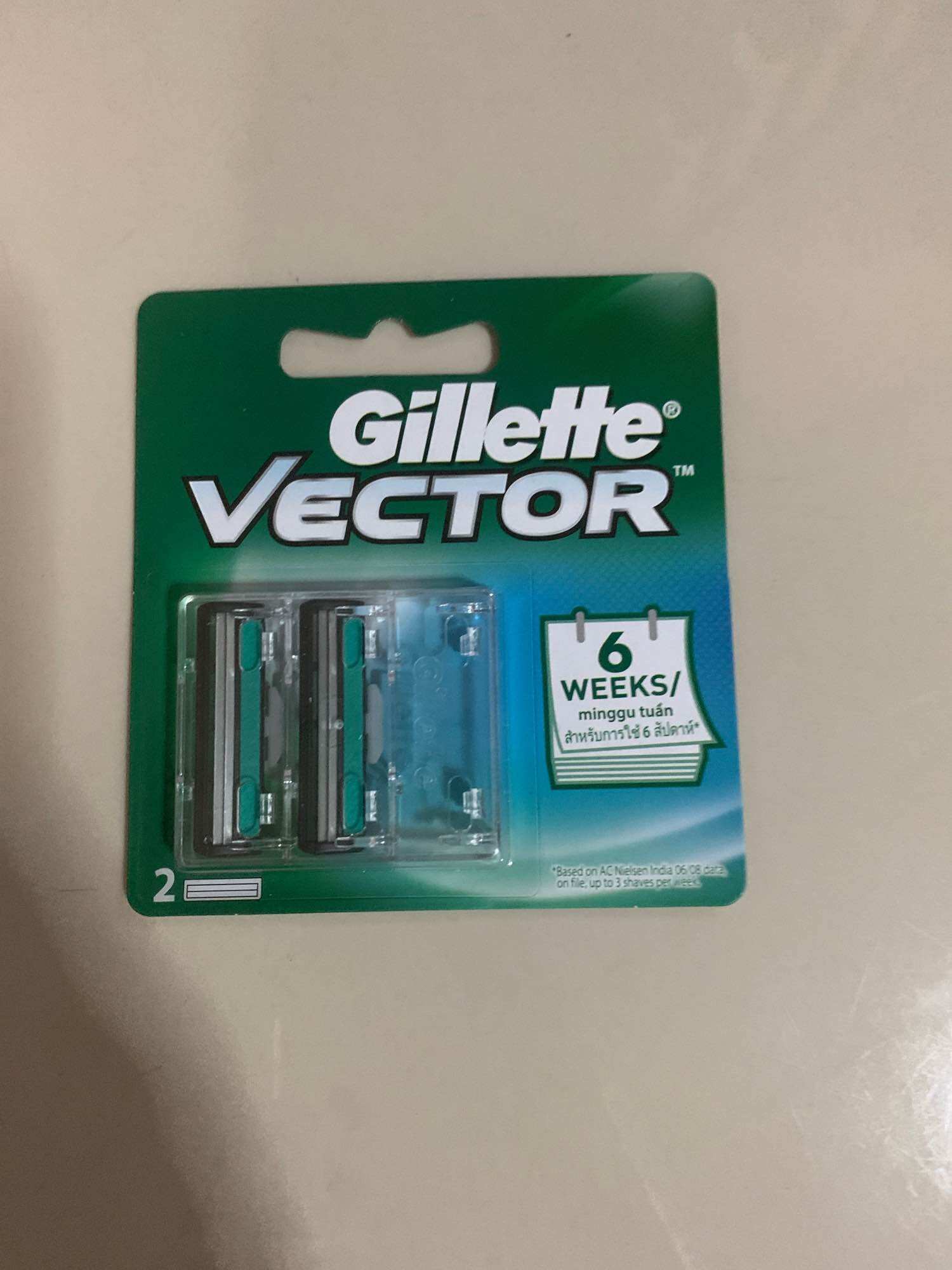 Gillette vector ใบมีโกนพร้อมด้าม / ชุดใบมีมี2ชิ้น | Lazada.co.th