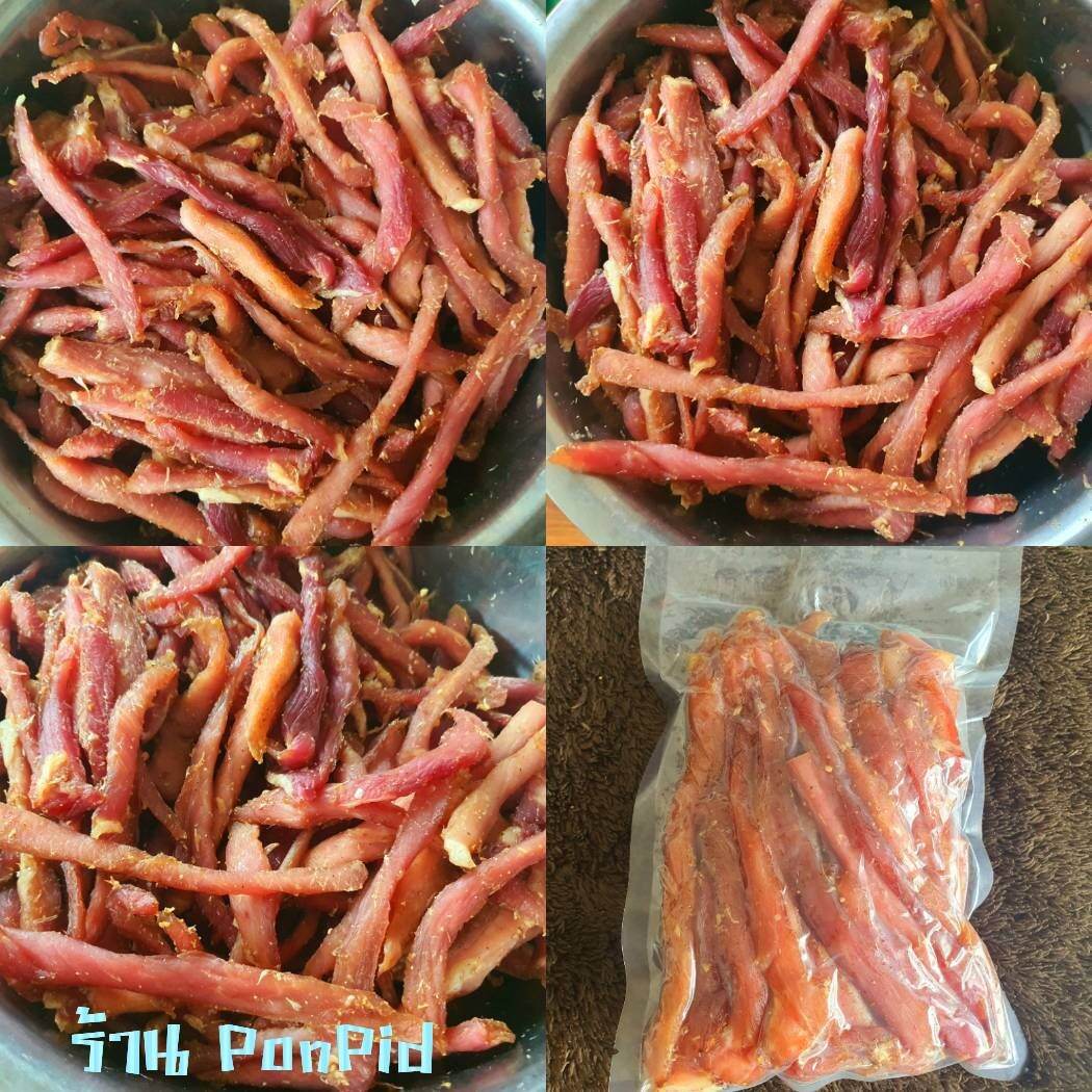 หมูแดดเดียว เน้นๆเนื้อหมูไม่มัน SUN-DRIED PORK ขนาด 200 กรัม ทำมาจากหมู ...