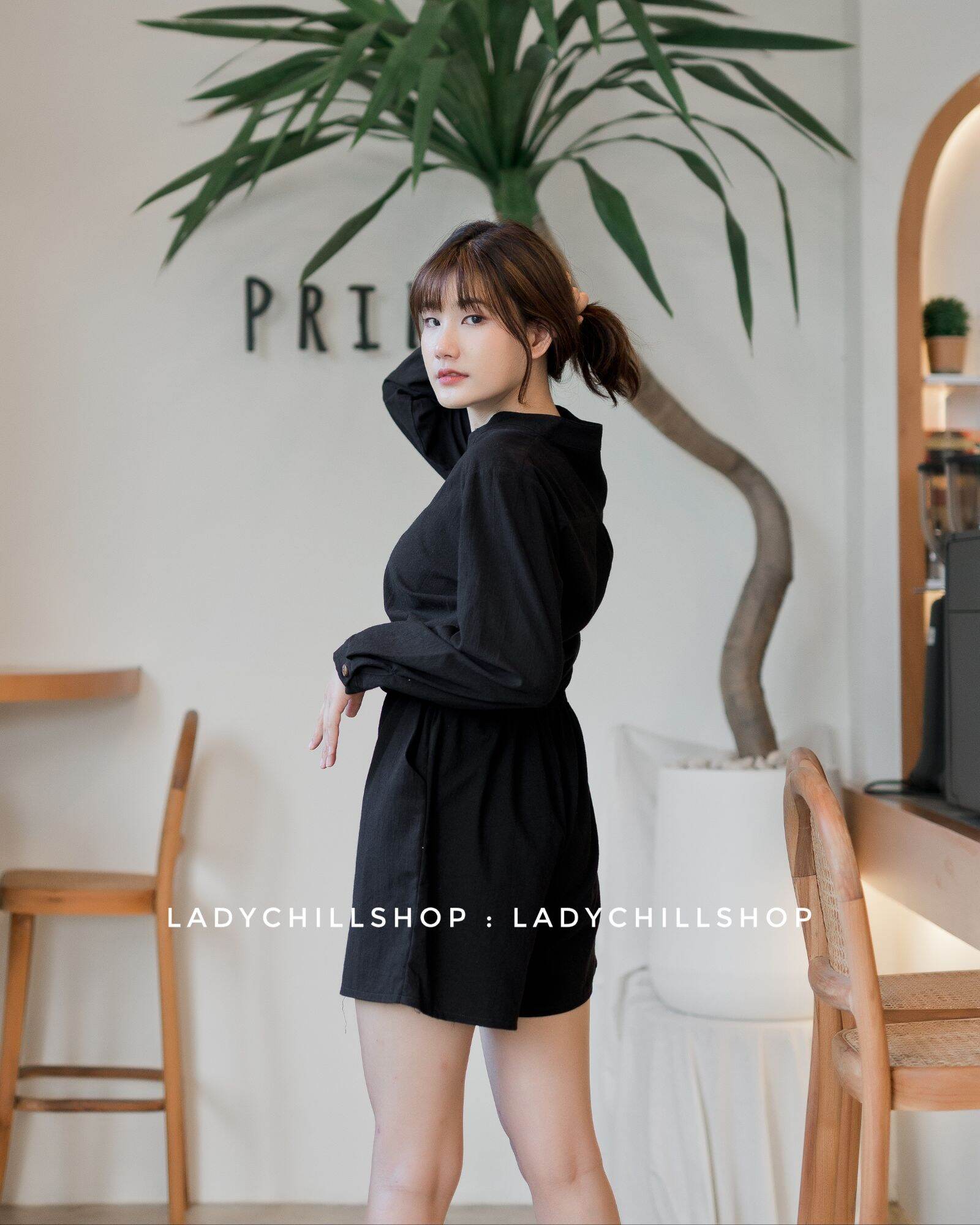 Buddy jumpsuite จั๊มสูทขายาว เอวปรับรูดได้ตามตัว สินค้าพร้อมส่ง - Ladychillshop - ThaiPick