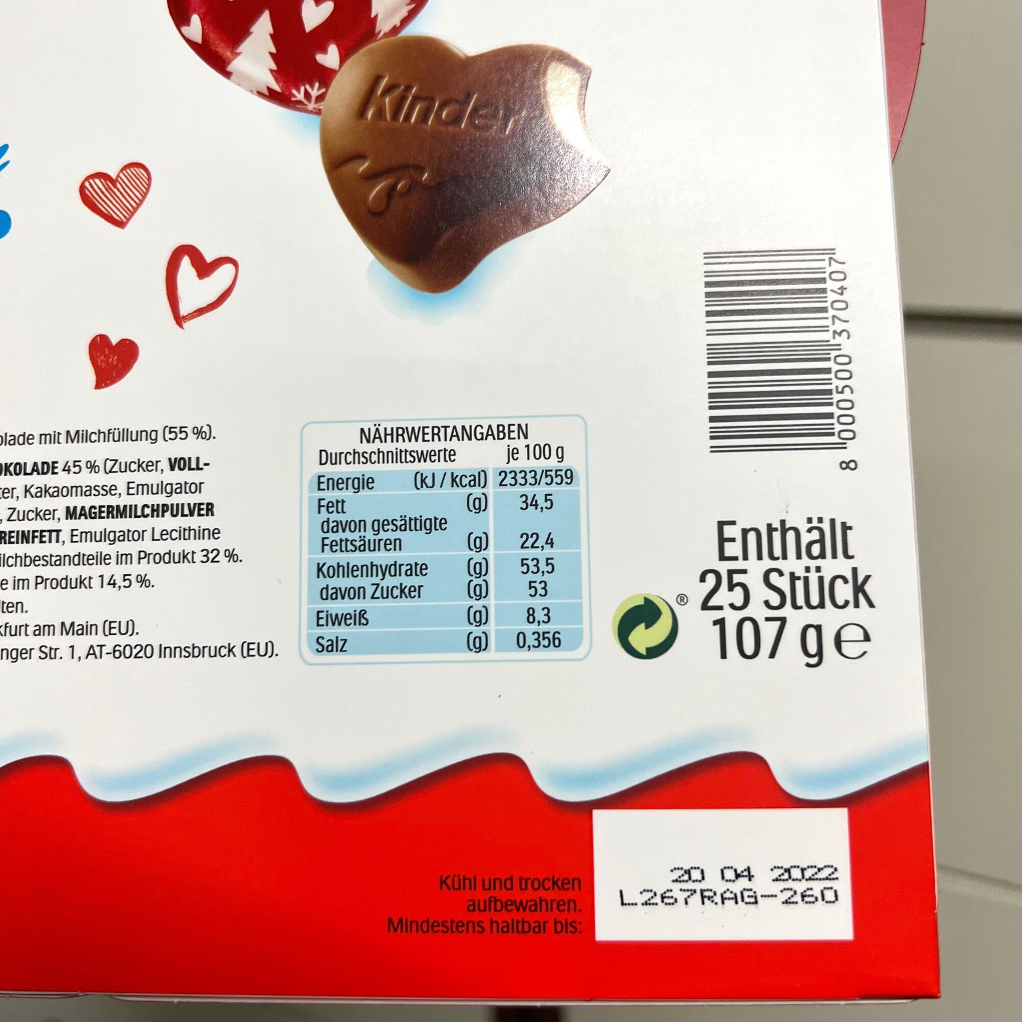 Kinder Love Mini Chocolate คินเดอร์ ช็อกโกแลตสอดไส้นม - ilovechocolate ...