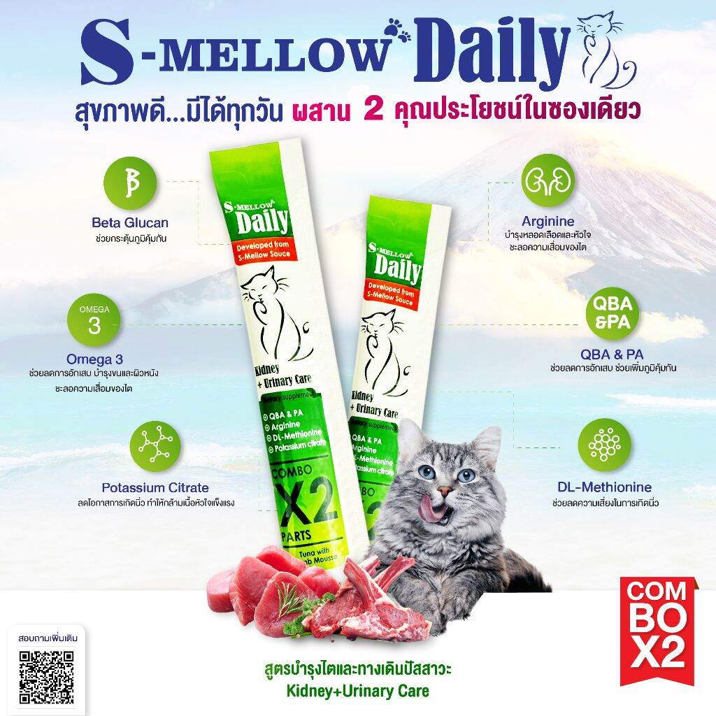 ยกกล่อง24 ซอง S-mellow Daily For Cat อาหารเสริมในรูปแบบขนมแมวเลีย ขนม ...