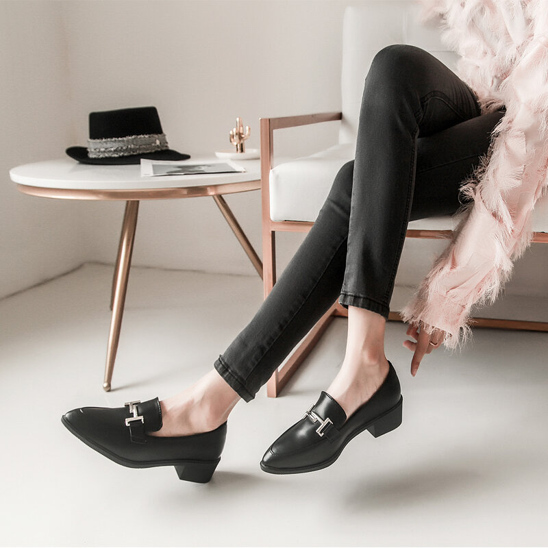 Pointed Shoes Women's Semi-high Heeled Spring 2020 New Style Chunky ...