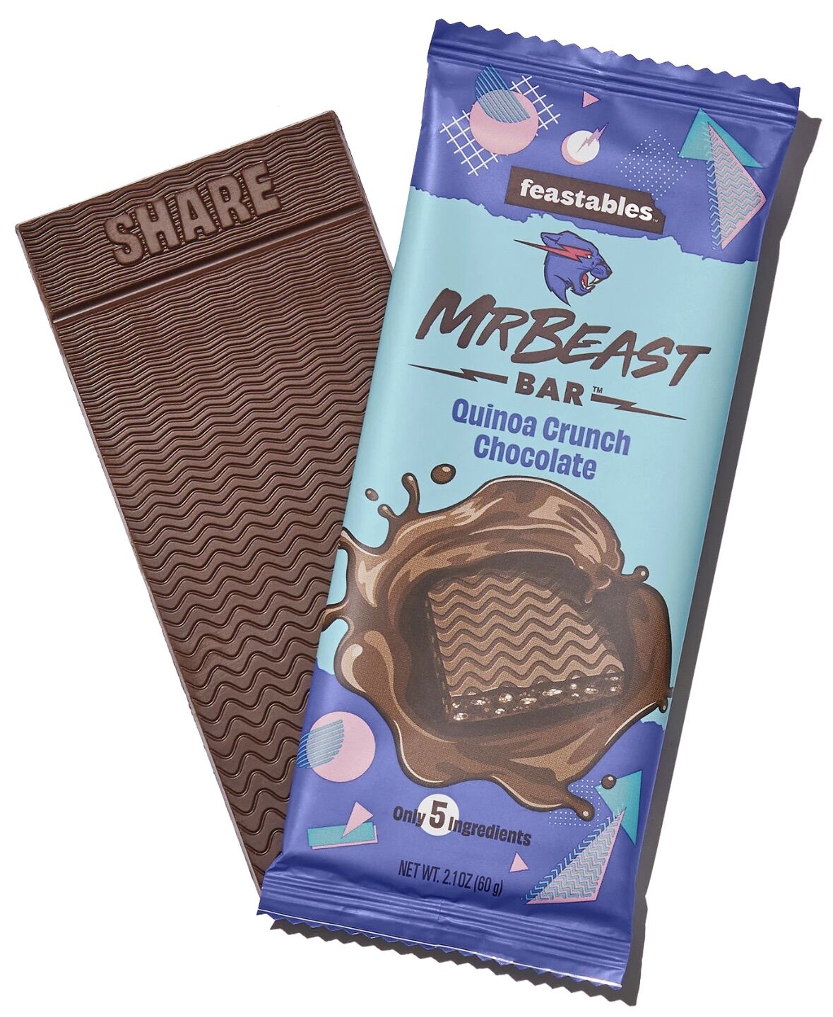 🇺🇸นำเข้า•พร้อมส่ง MrBeast Chocolate Bar - 2.1 oz/60 g Quinoa Crunch ...