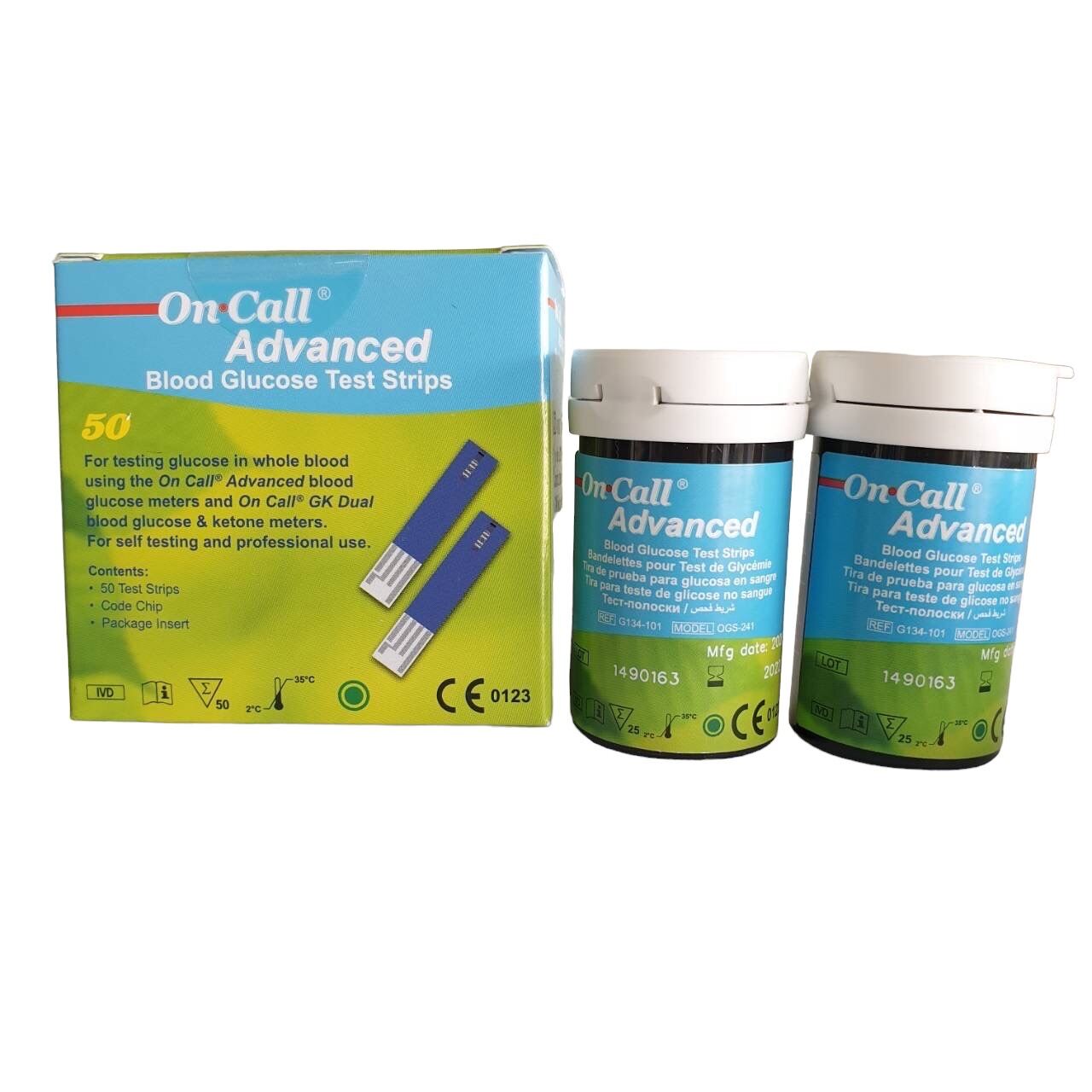 แผ่นตรวจน้ำตาล on call advanced 50 testสตริปเบาหวานOn call แถบตรวจ ...