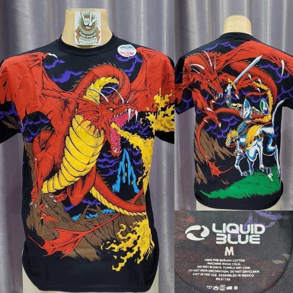 Liquid blue Dragon Red OVP Vintage เสื้อยืดOvp งานลิขสิทธิ์แท้ มือ1 ลิขขวิดบลู | Lazada.co.th