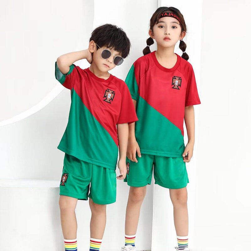 ฟุตบอลโลกโปรตุเกส7C Luo ชุดฟุตบอลสำหรับเด็กชุดทีมฝึกซ้อมสำหรับนักเรียน ...