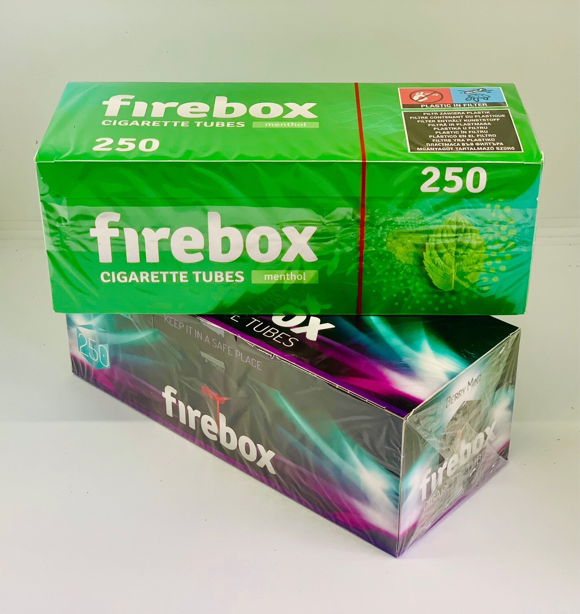 Firebox 2 กล่อง หลอดกระดาษเปล่า รุ่นเย็นเมนทอล + ร้อนเบอรี่มิ้น รวม 500 ...