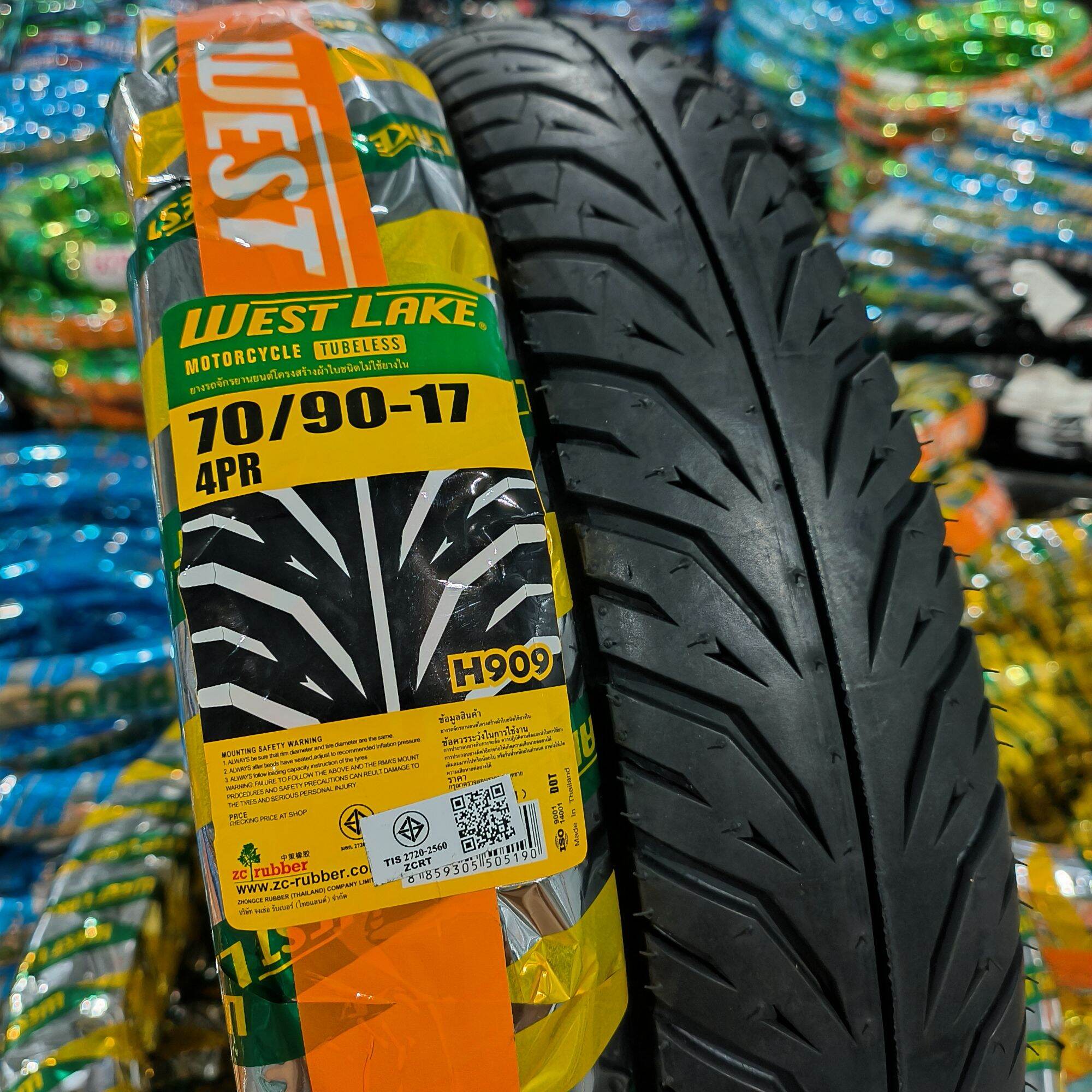 ยางนอก7090-17 (TL) แบบไม่ใช้ยางใน ลายBattlax(H909) ยี่ห้อwestlake ยาง ...