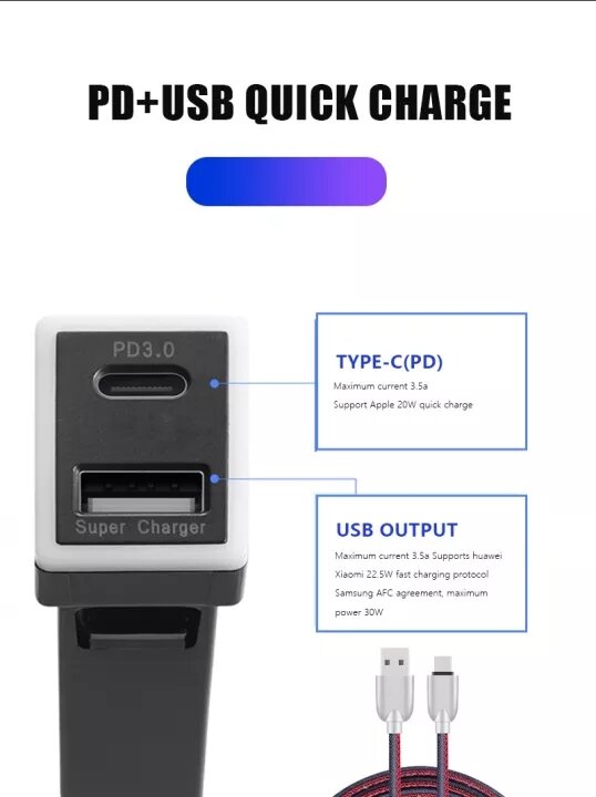 Fast ชาร์จ QC3.0+PDสำหรับToyota (Qc3.0+Ty-C) - A@G 140shop - ThaiPick