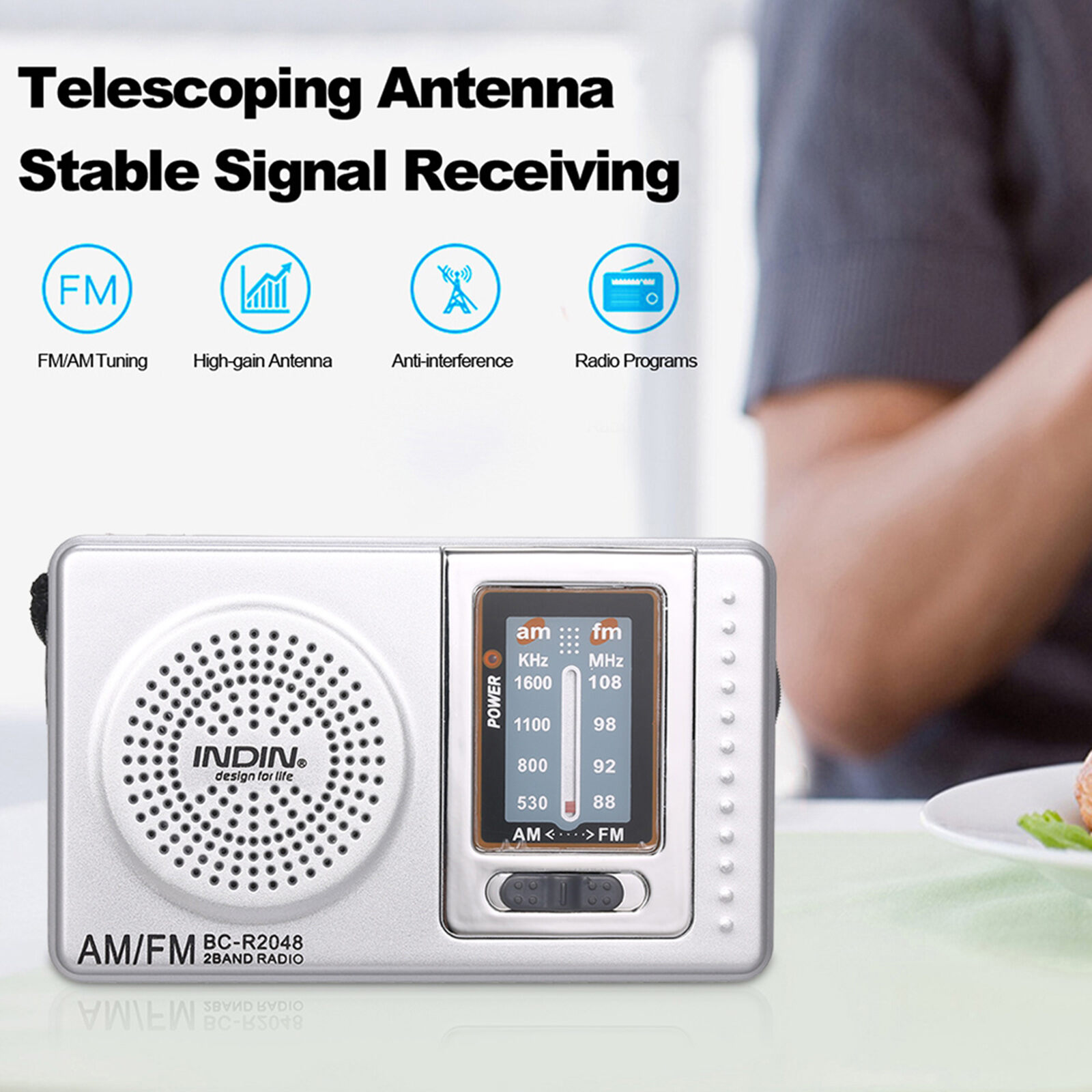 BC-R2048 AM FM วิทยุพกพาใช้แบตเตอรี่แบบพกพาวิทยุขนาดเล็กใช้งานได้ยาวนาน ...