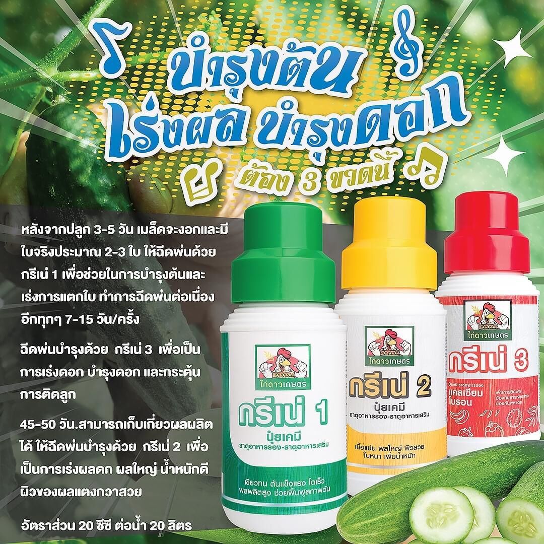 ปุ๋ยน้ำทางใบ สูตรเร่งการเจริญเติบโต+สูตรเร่งดอกออกผล (กรีเน่1+กรีเน่2+กรีเน่3) | Lazada.co.th