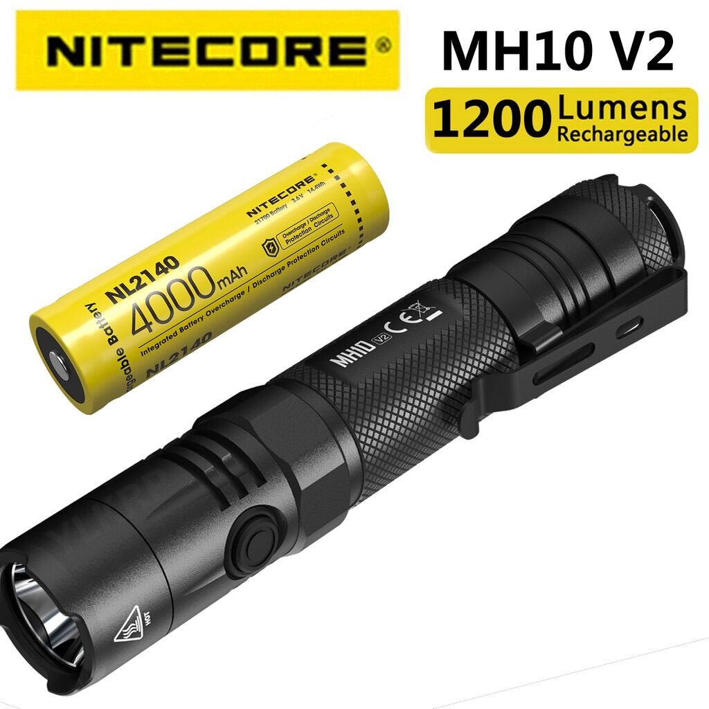 พร้อมส่ง NITECORE MH10 V2 LED 1200 Lumens CREE XP-L2 V6 LEDไฟฉายNL2140 4000mAhแบตเตอรี่ | Lazada ...