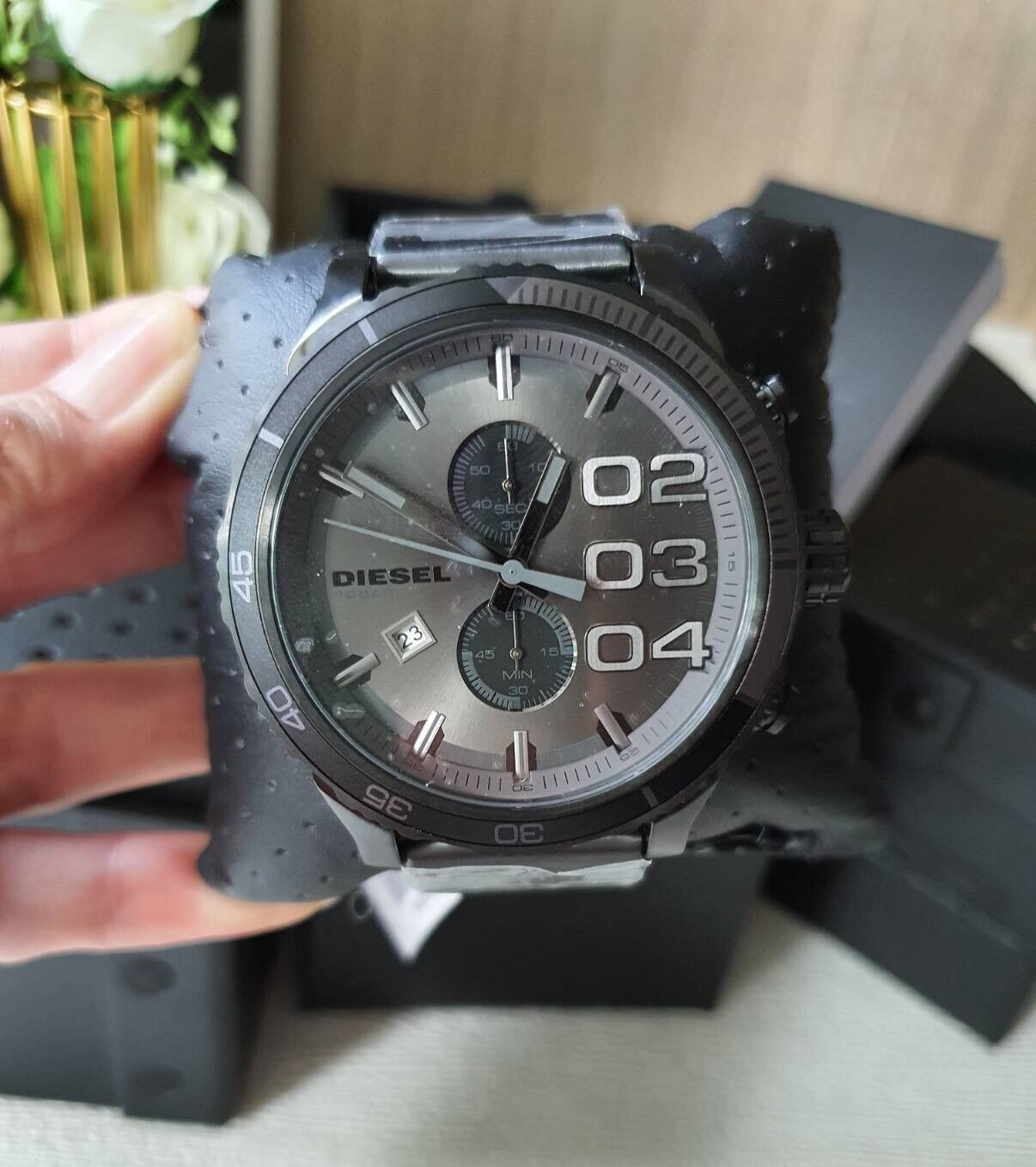 3890.- Diesel Men's Double Down 48 Chronograph Gunmetal Stainless Steel ...