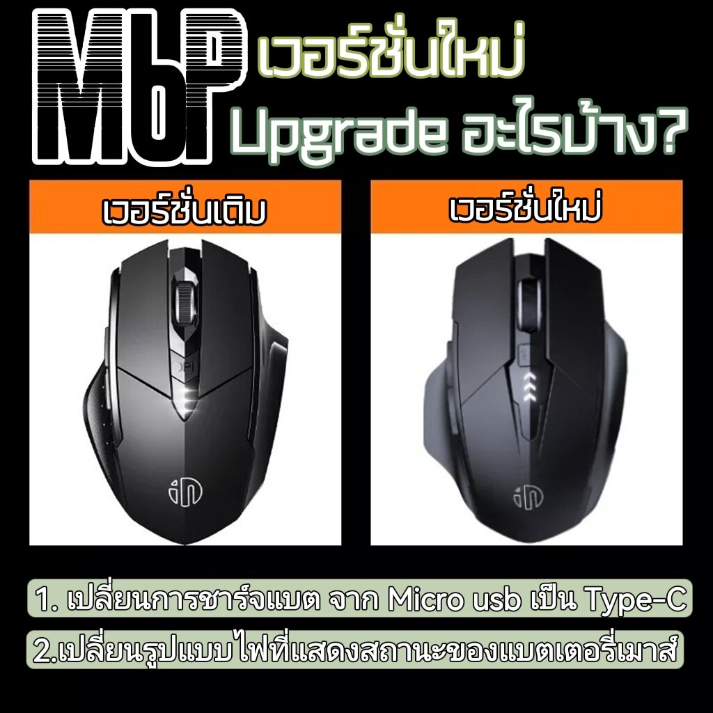 (Upgraded) เมาส์ไร้สาย Inphic M6P เมาส์ไวเลส wireless mouse ช่องชาร์จ ...