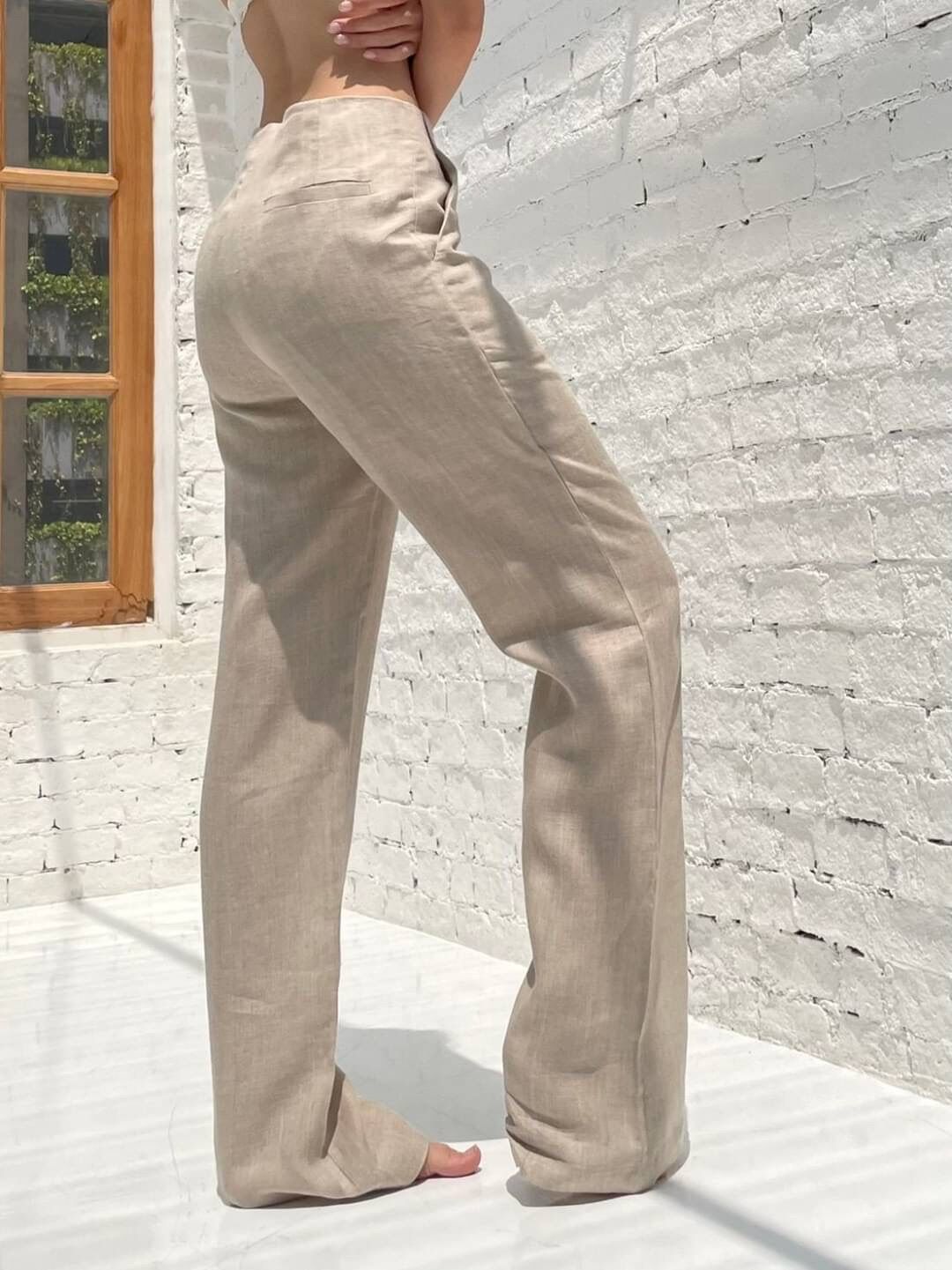 PLOWBRANDS-PL7007 "Slender pant" ( Linen, Seafoam ) - Plowbrands - ThaiPick