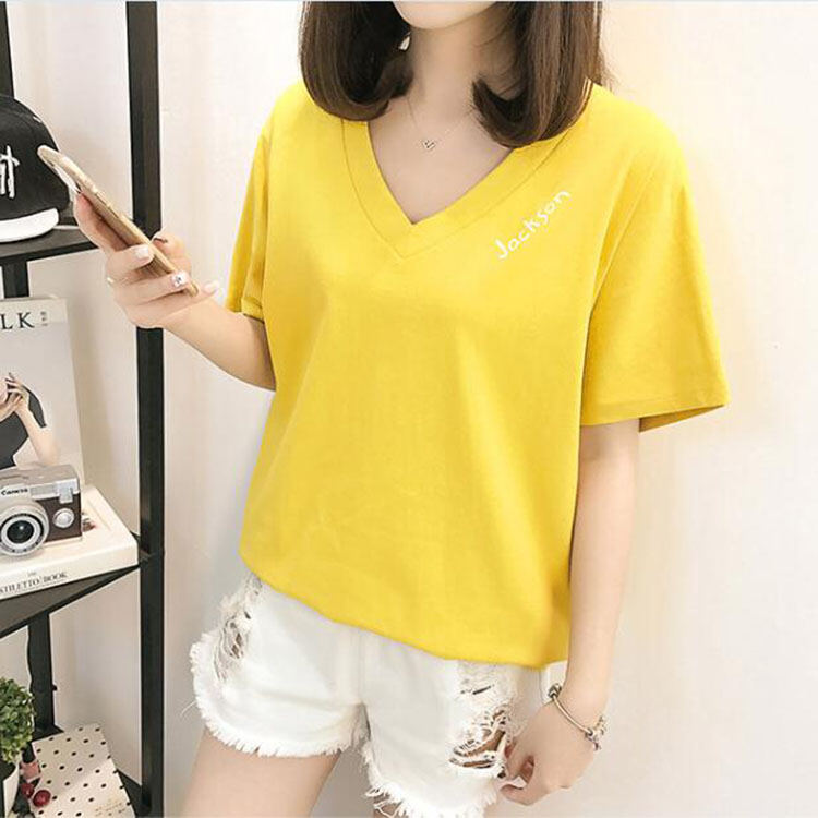 Sexy Short Sleeve T Shirt Womens Summer New Slim Fit Cotton T Shirt